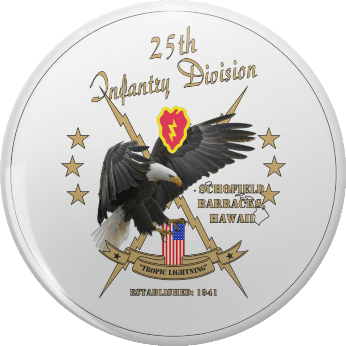 25TH INFANTRY DIVISION EAGLE DESIGN SCHOFIELD BARRACKS VETERAN (LIGHT BACKGROUND) Pin Lapel Pin ...