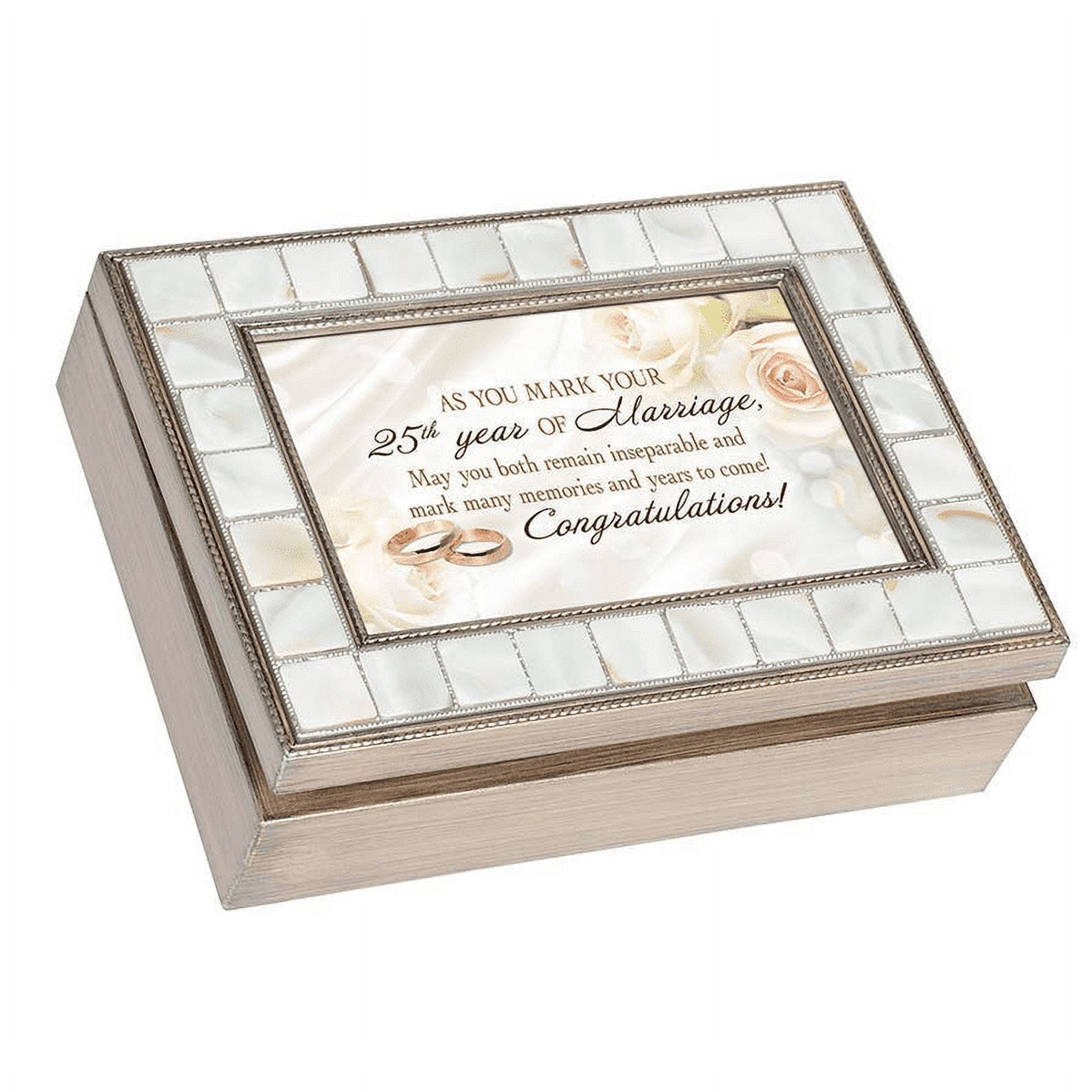 25Th Year Of Marriage Brushed Pearl Music Box - Walmart.com