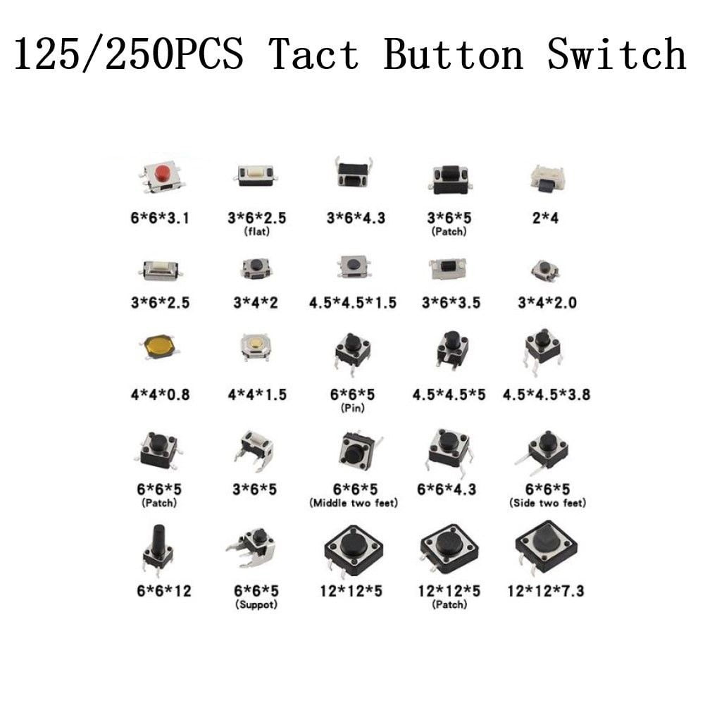 25Types/Set Values Tactile Push Button Switch Micro Momentary Tact ...