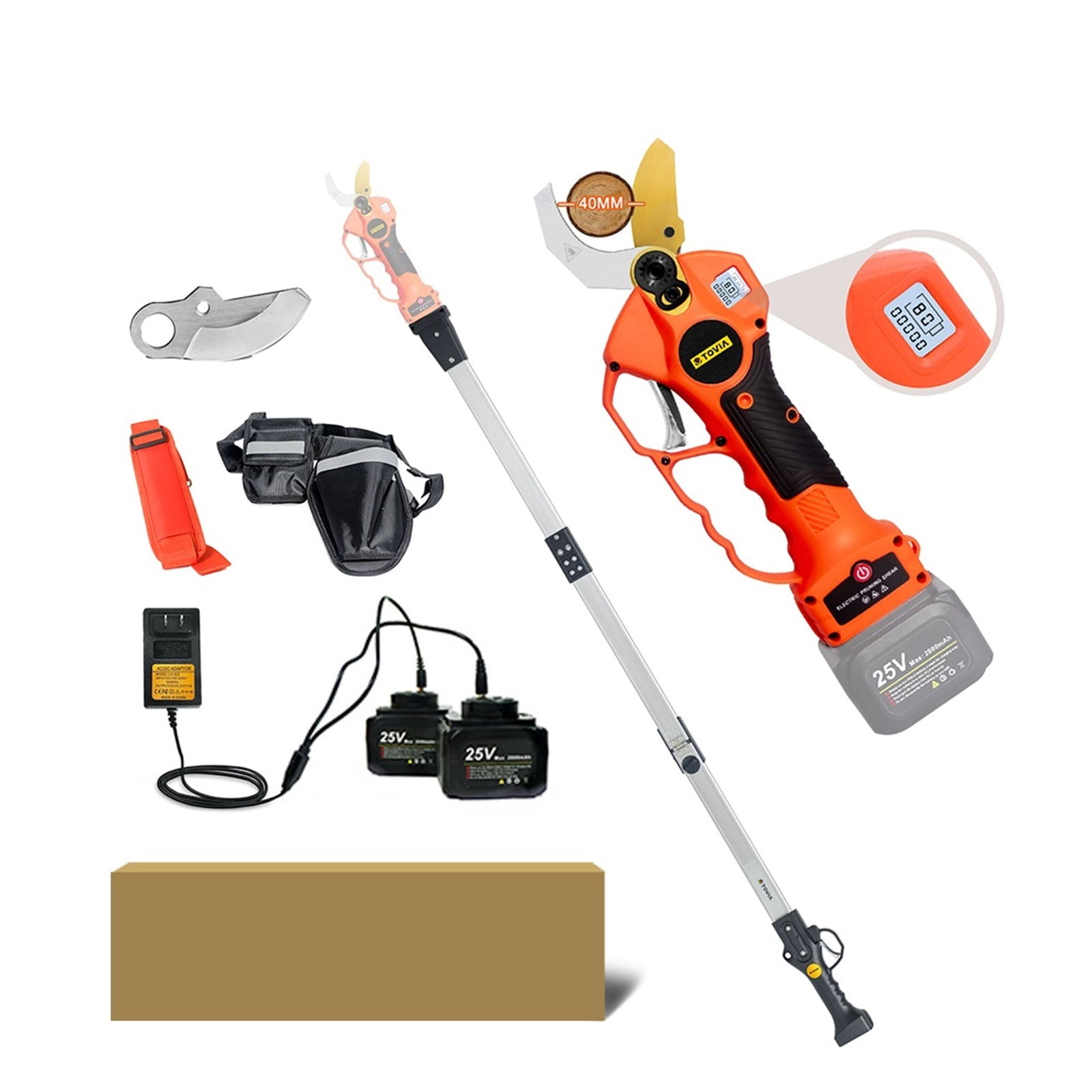 25V 40mm Cordless Electric Pruner Pruning Shear Efficient Fruit Tree ...