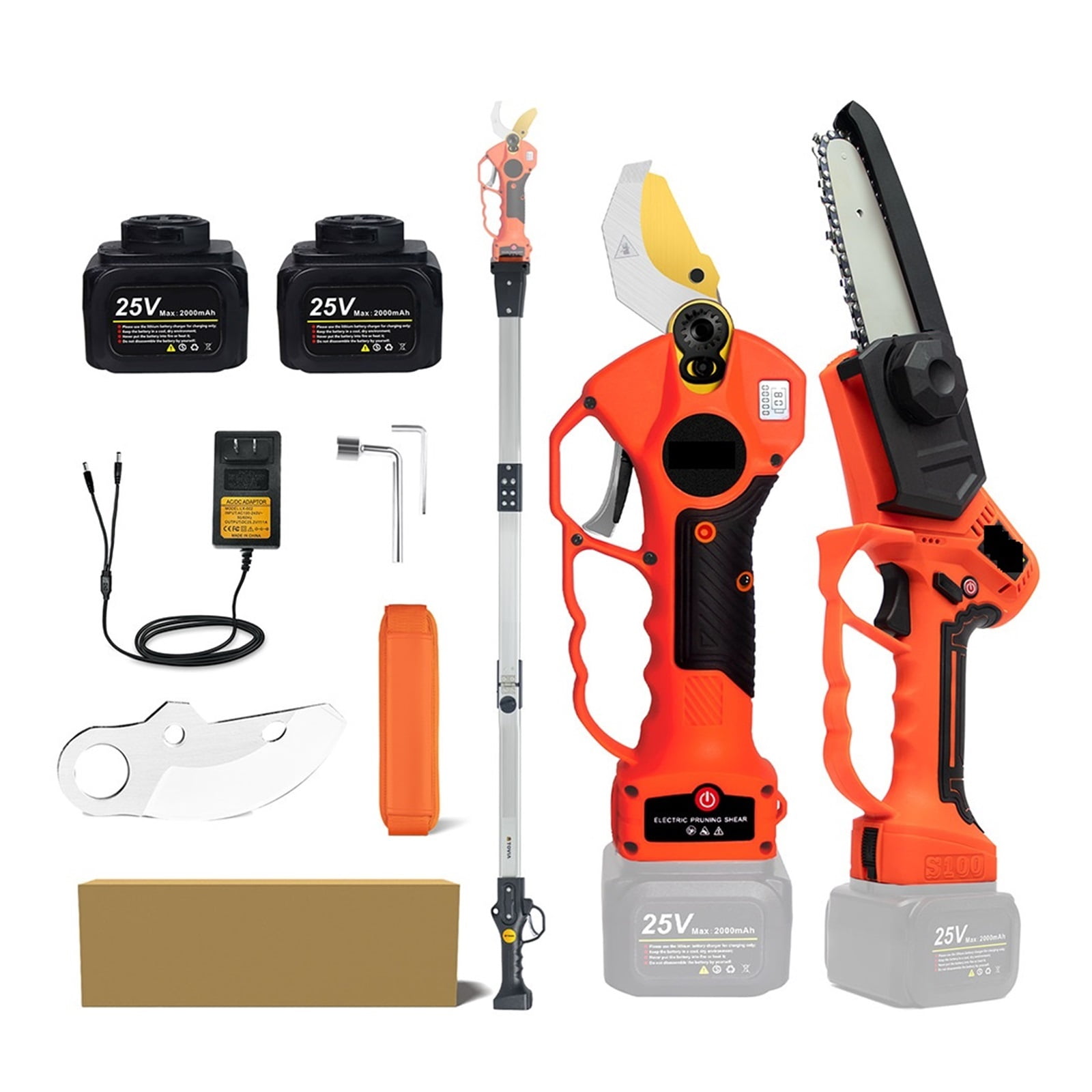 25V 40mm Cordless Electric Shear With Reach Extender 5 Inch Chainsaw ...