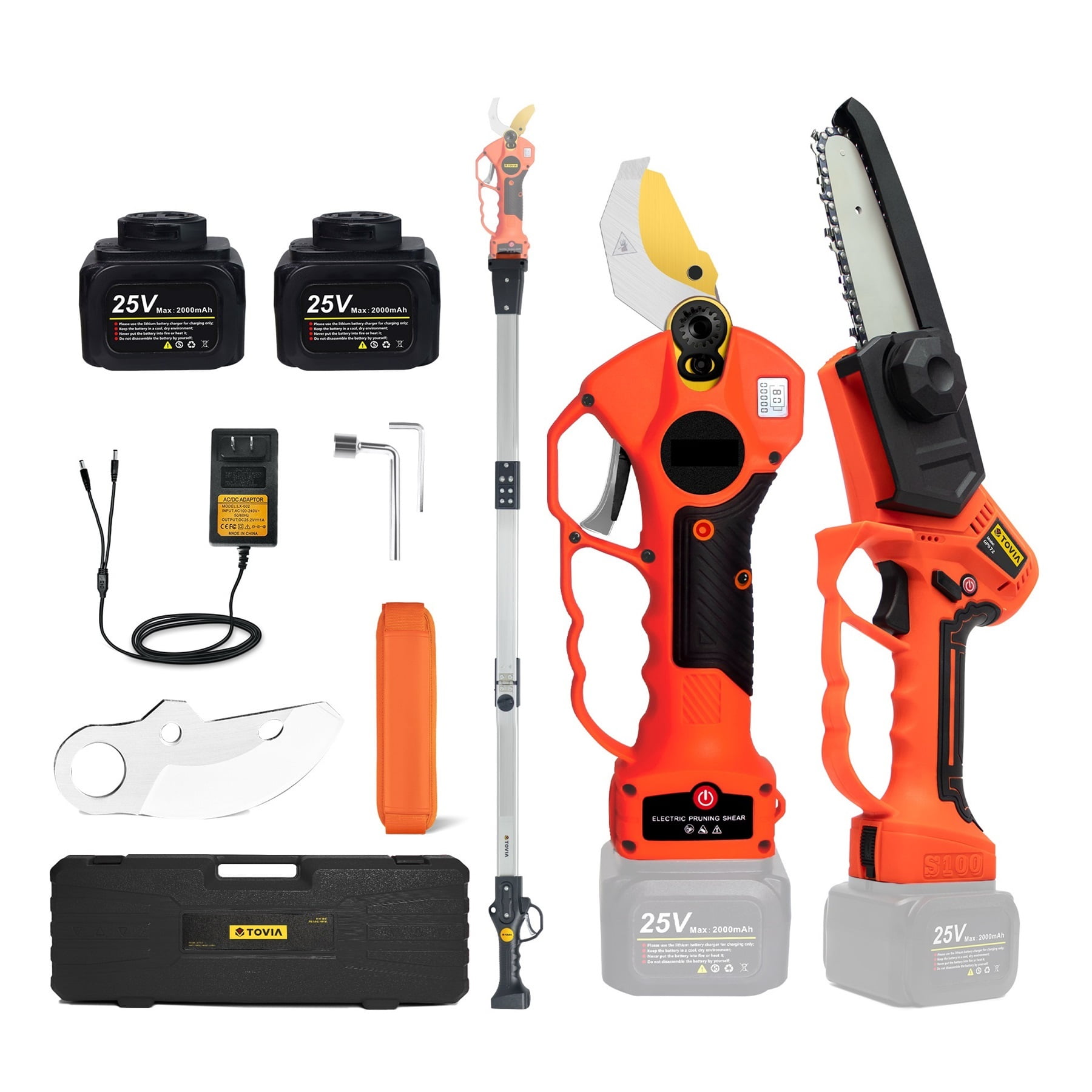 25V 40mm Cordless Electric Shear With Reach Extender 5 Inch Chainsaw ...