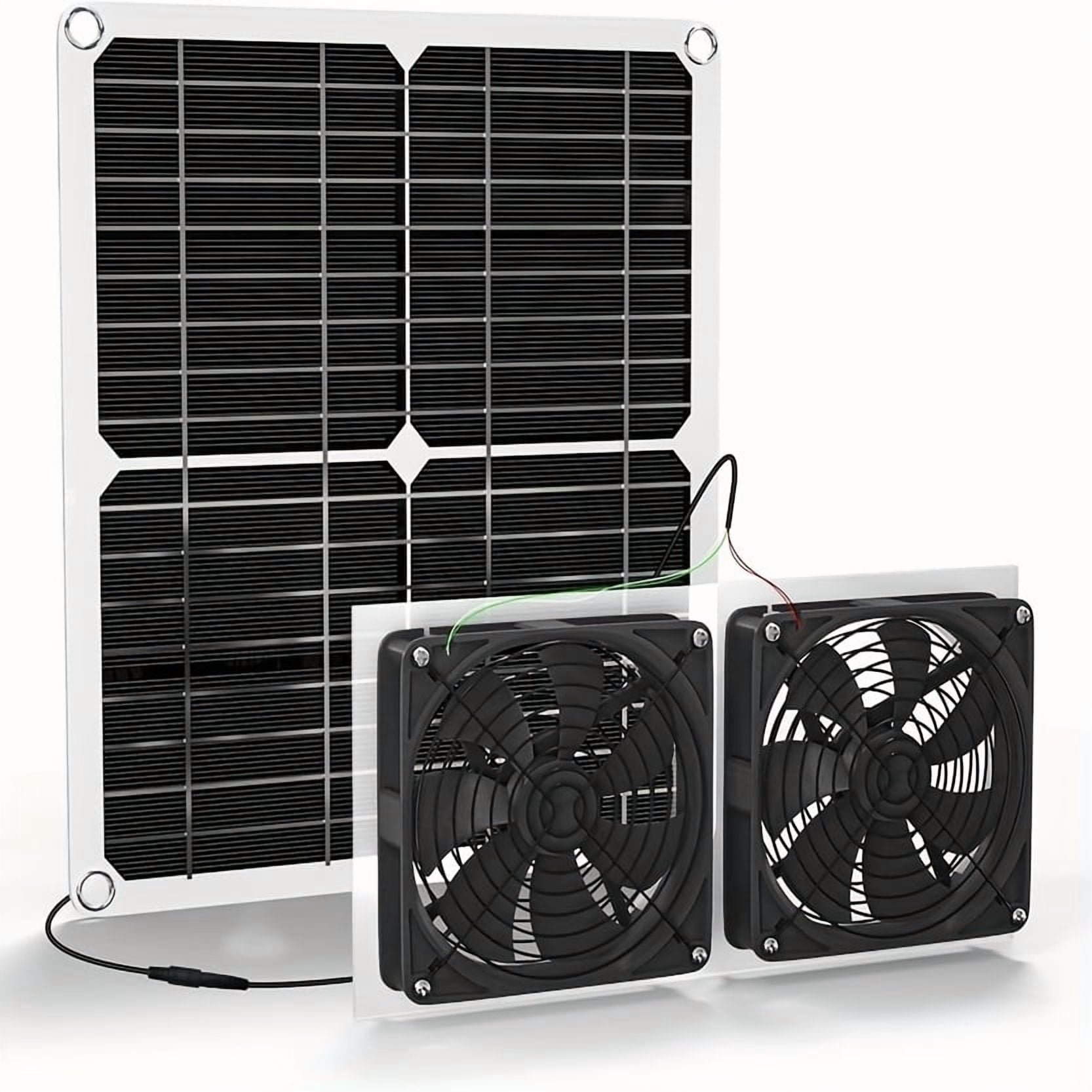 25W Dual Solar Panel Fan Kit, Bi-Metal Enclosure, 10ft Cable - Solar ...