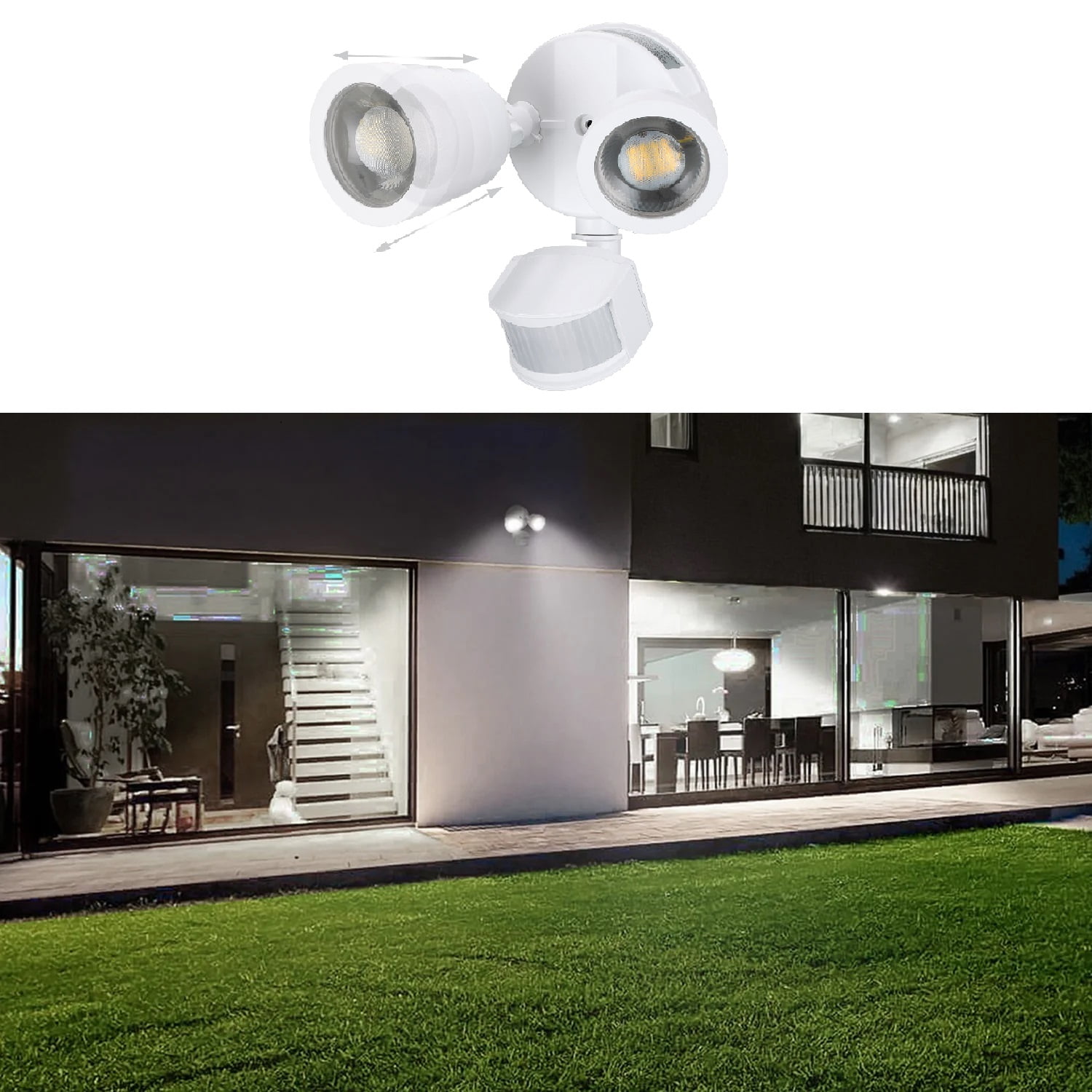25W LED Flood Security Light with Motion Sensor, Dusk to Dawn, 30°-80 ...
