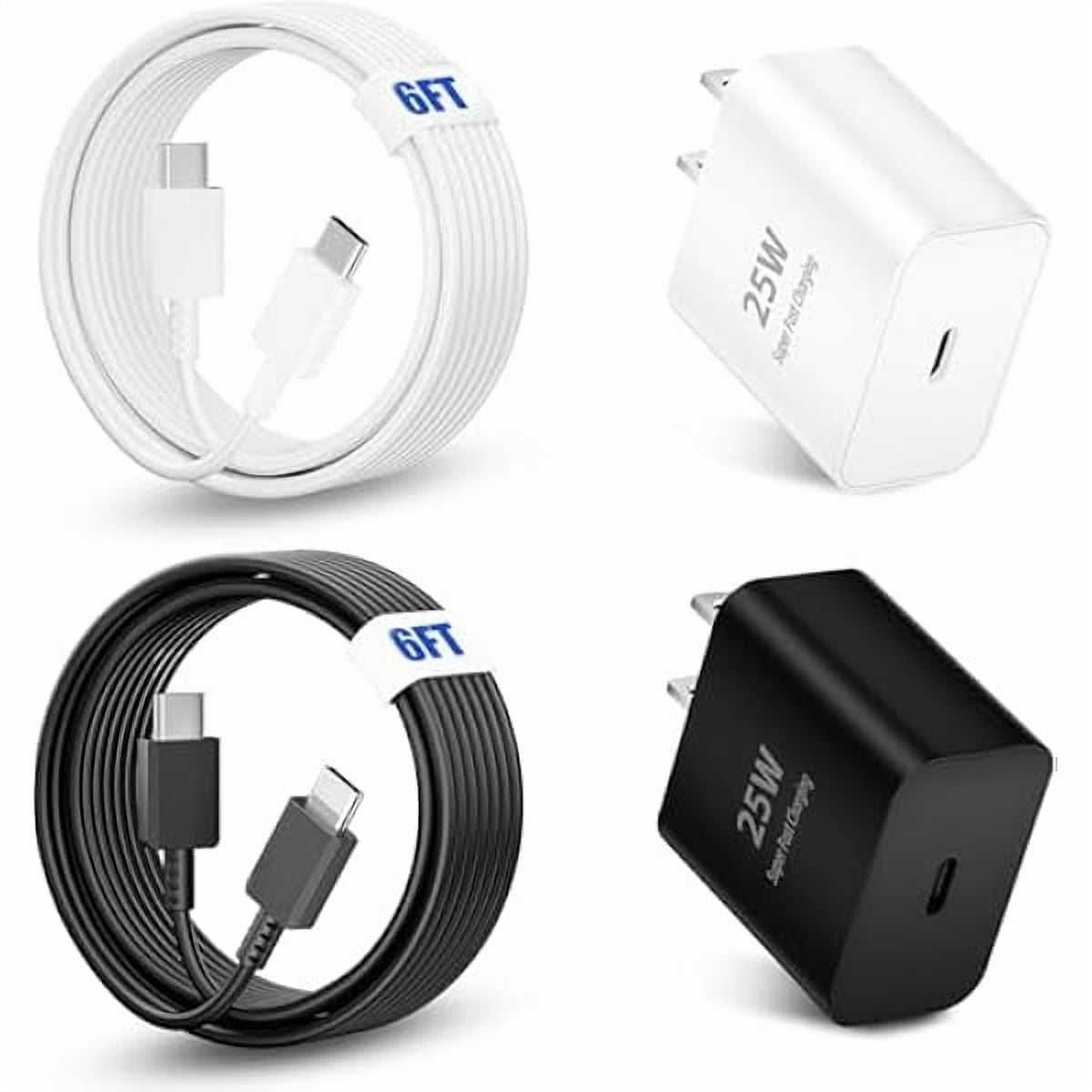 25W Type C Super Fast Charger,Fast Charger USB C with 2 Pcs 6FT Android ...