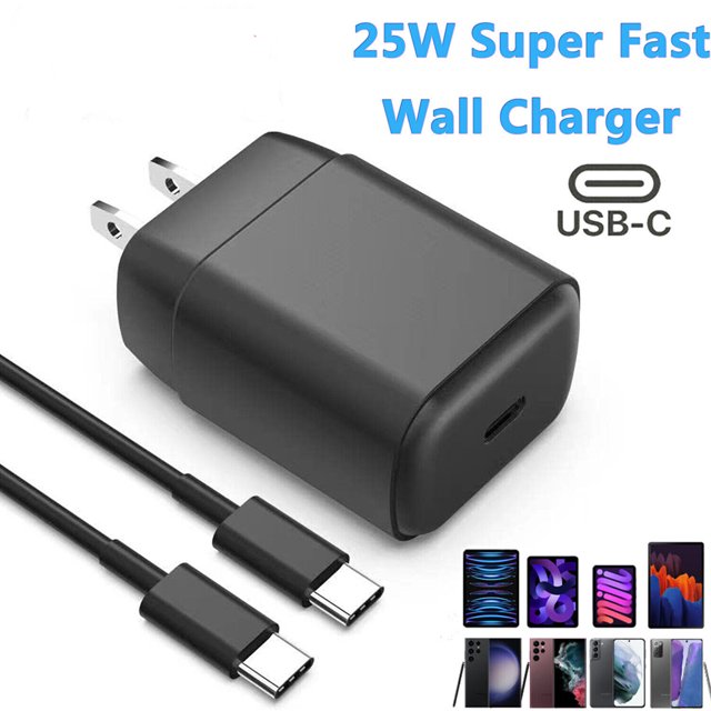25w Type Usb C Super Fast Charger 6ft Cable For Samsung Galaxy S21 S22