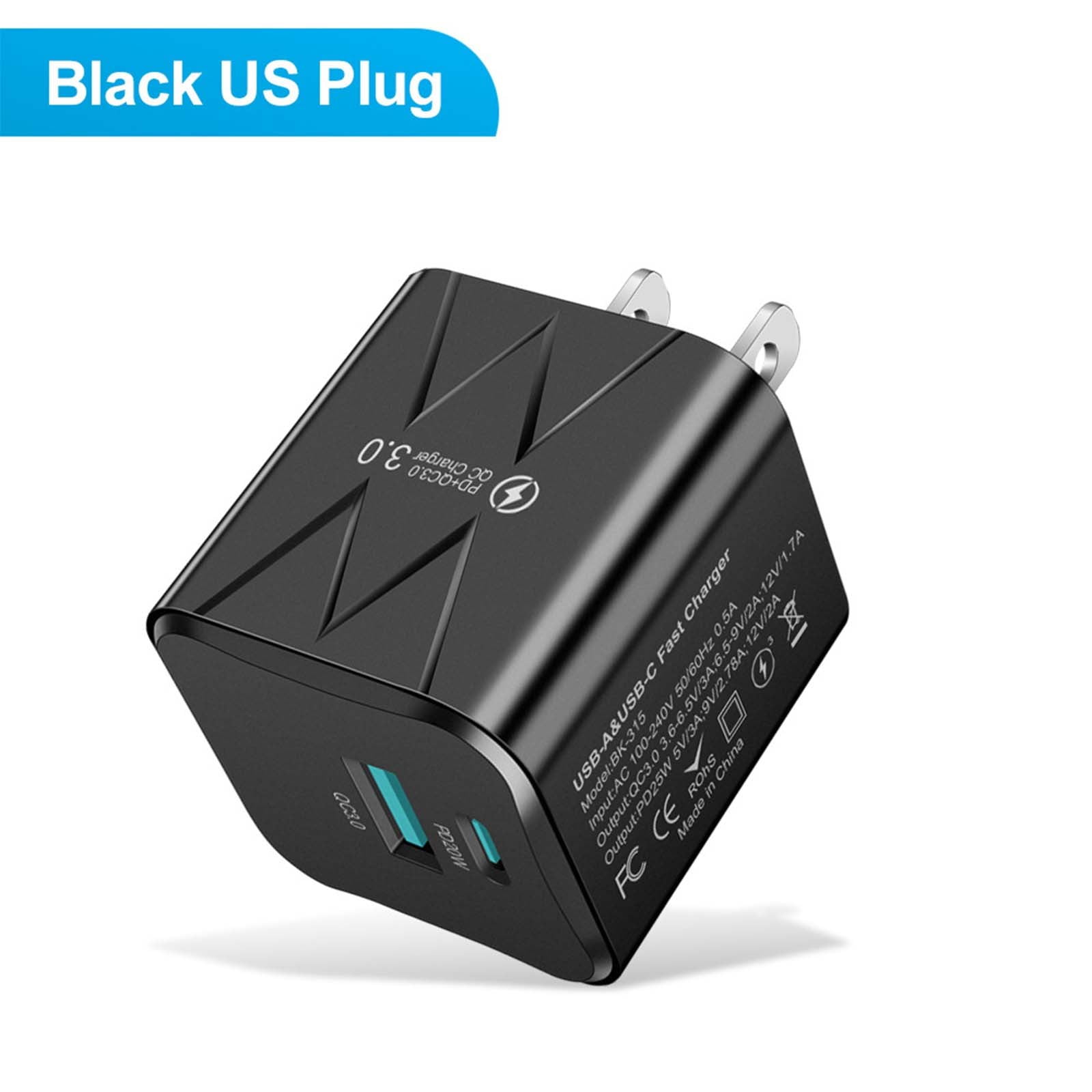 25W USB C Wall Charger Block with PD and QC 3.0 Fast Charging Multiport ...