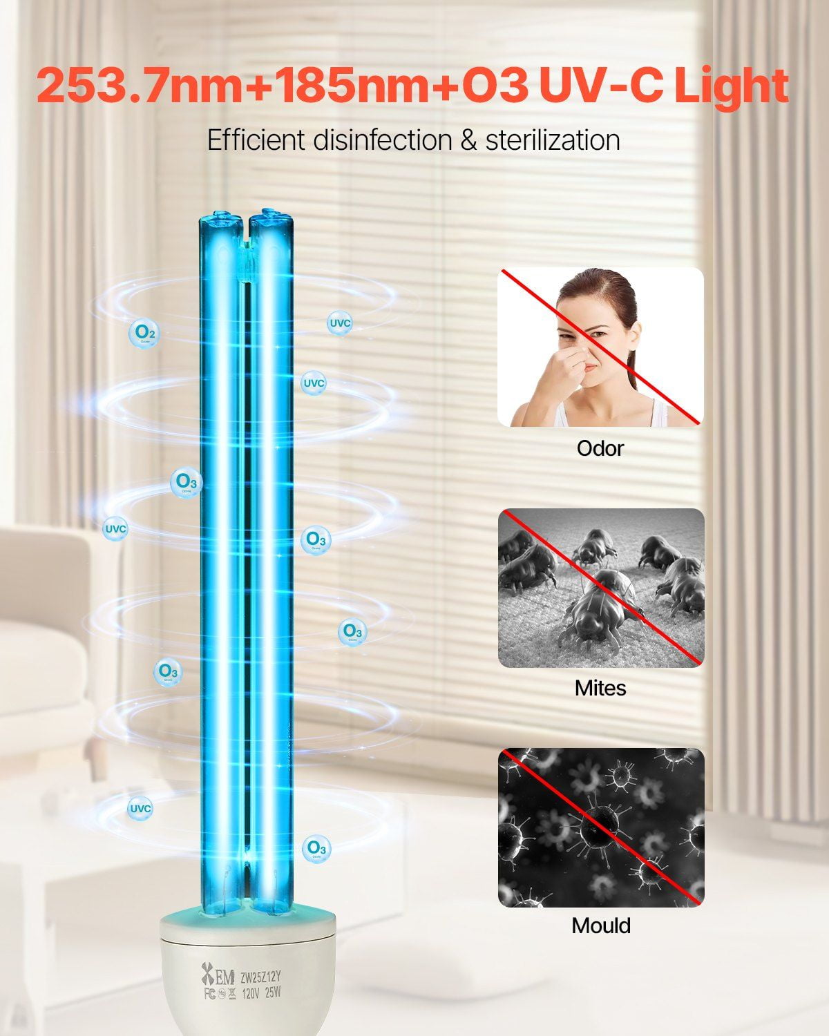 25W UVO UVC Lamp 4-Pack, Ozone UV Light Bulb for Sanitizing Surfaces ...