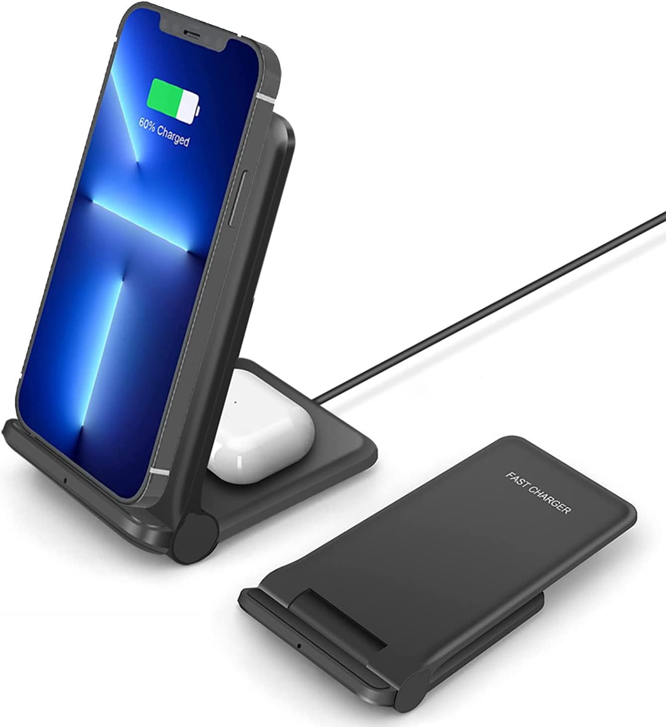 25W Wireless Charger,Foldable 2 in 1 Wireless Charging Station for ...