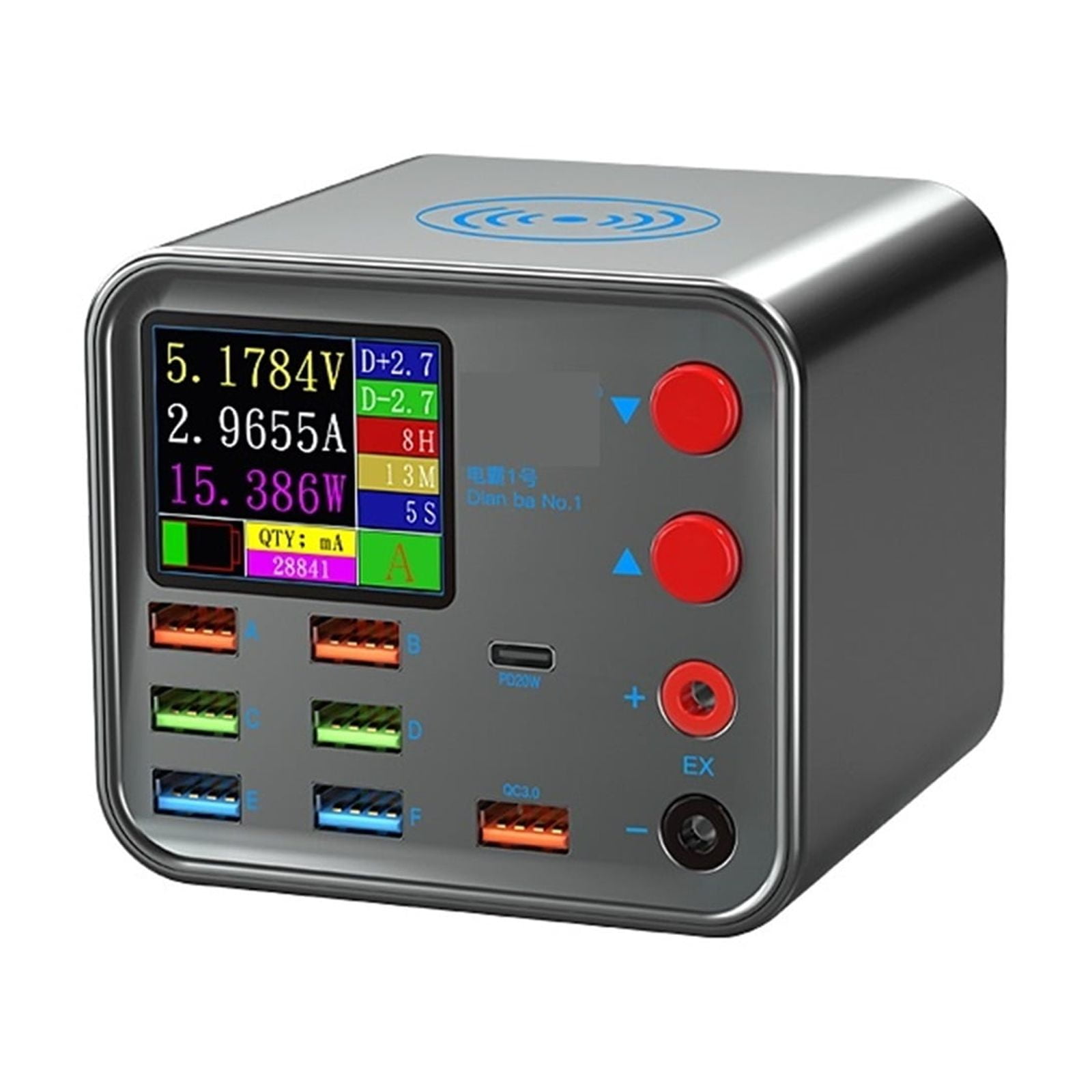 25W Wireless Smart Charging QC 3.0 8 USB Port Wireless Phone Charging ...