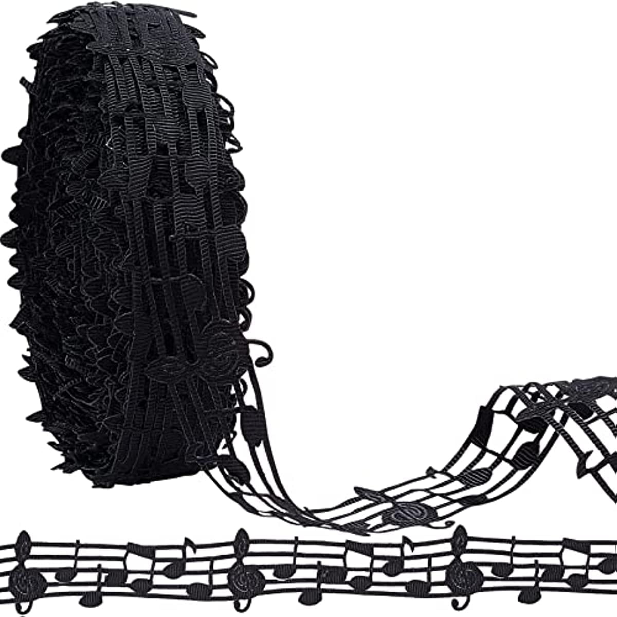 25Yards 30 mm Music Note Ribbon Black Hollow Cut Out Musical Grosgrain ...