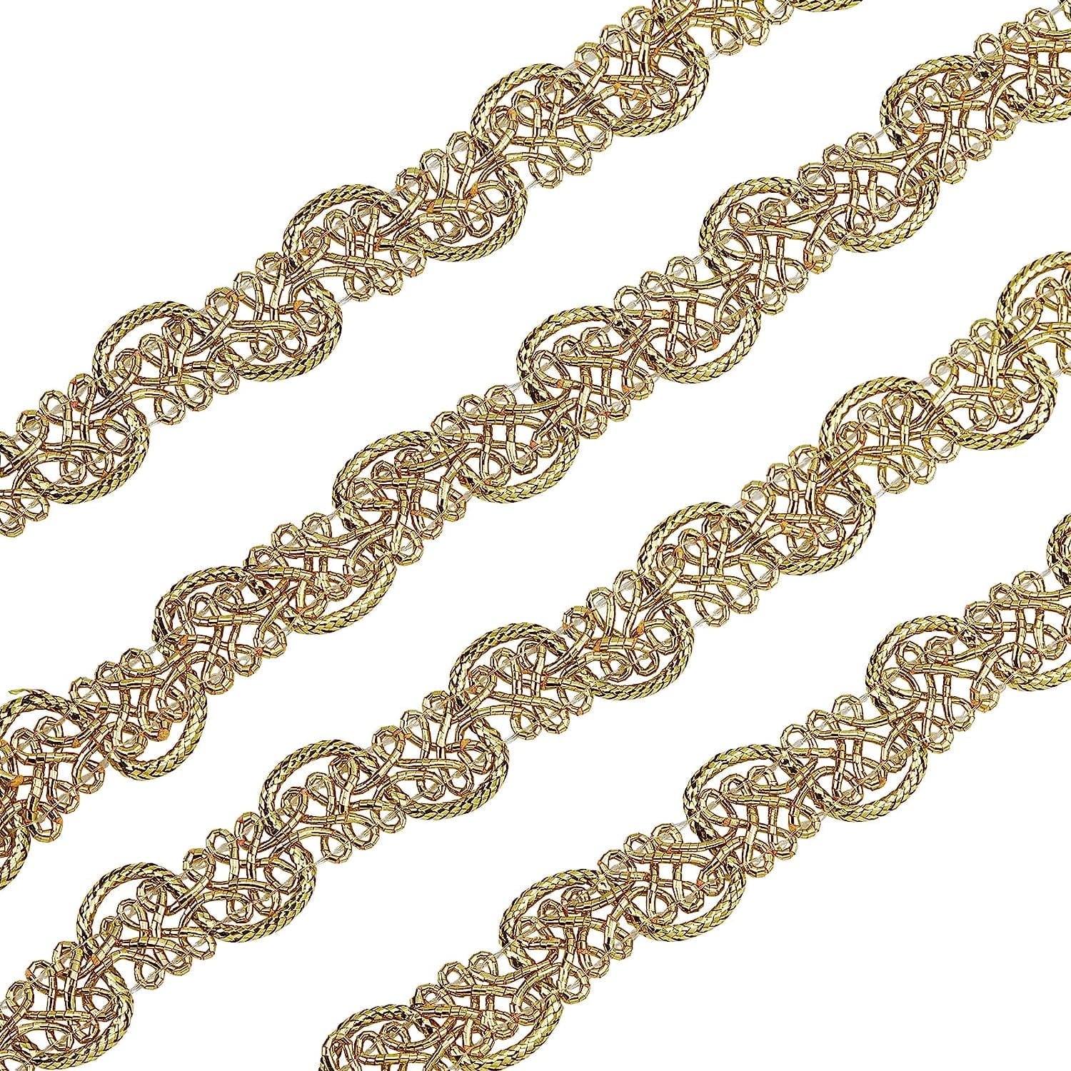 25Yards Metallic Braid Lace Trim Leaf Pattern Gold Centipede Lace ...