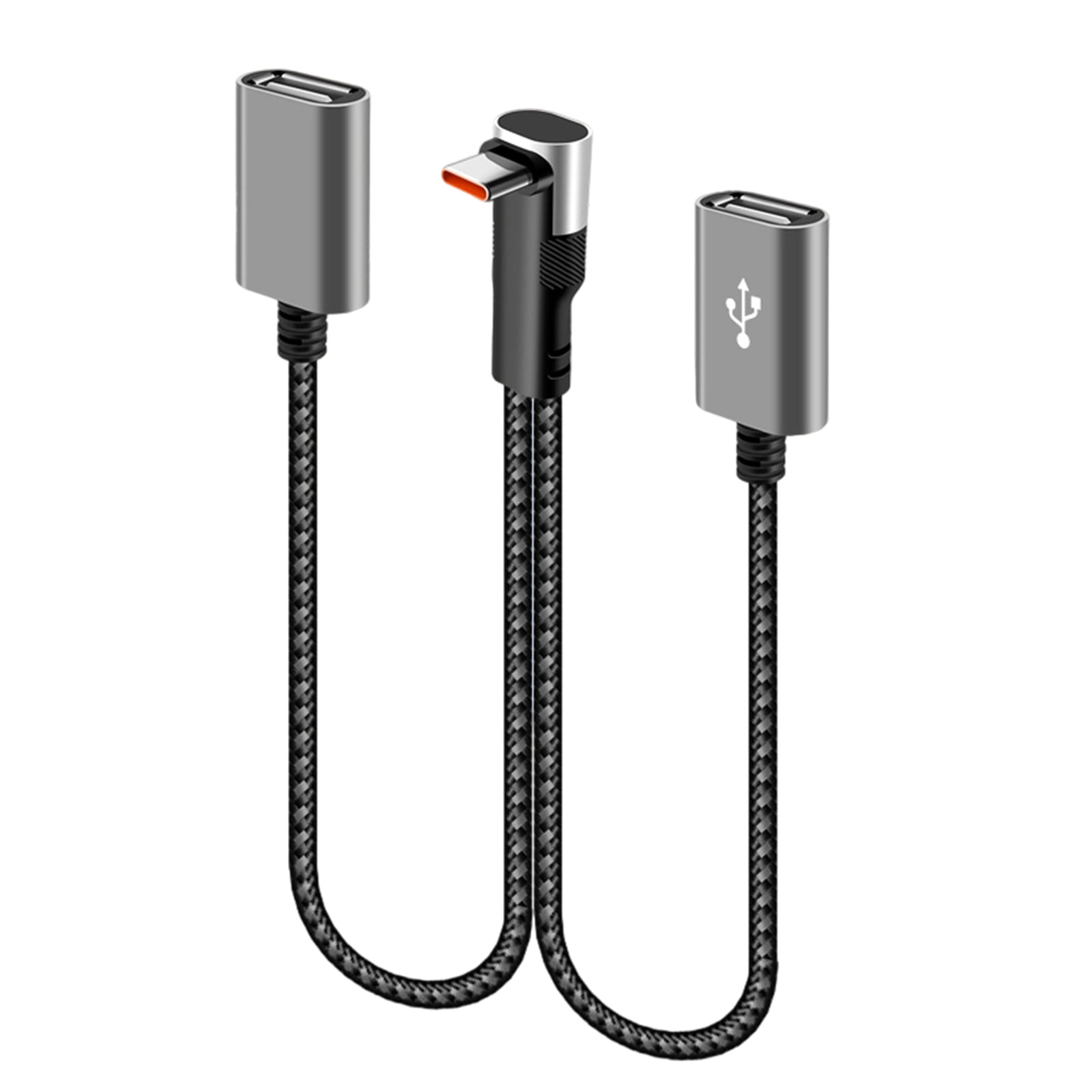 25cm 90 Degree Angled Type C Cable Port Fast Charging 66W Nylon Braided ...