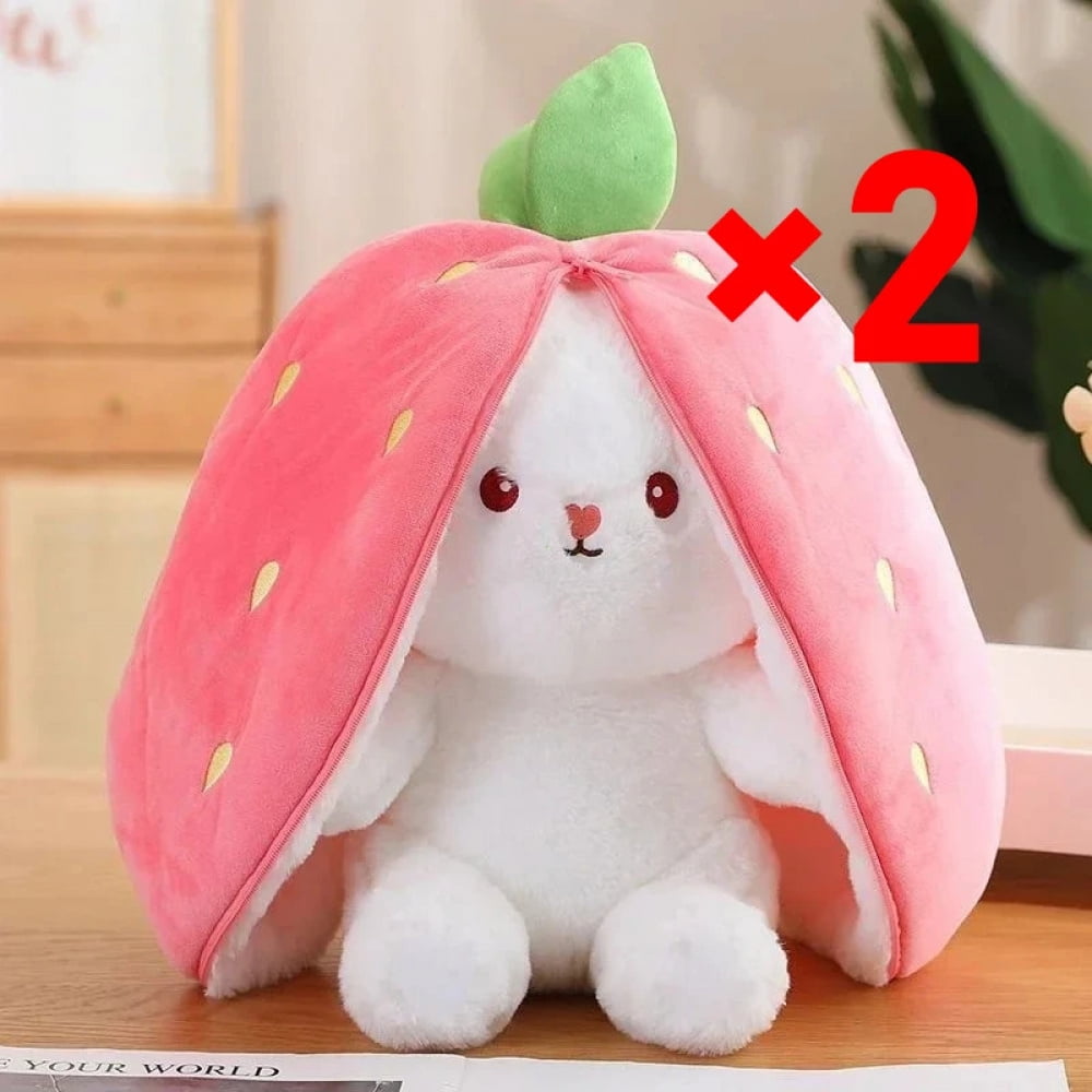 25cm Cute Strawberry Carrot Rabbit Plush Toy Stuffed Creative Into ...