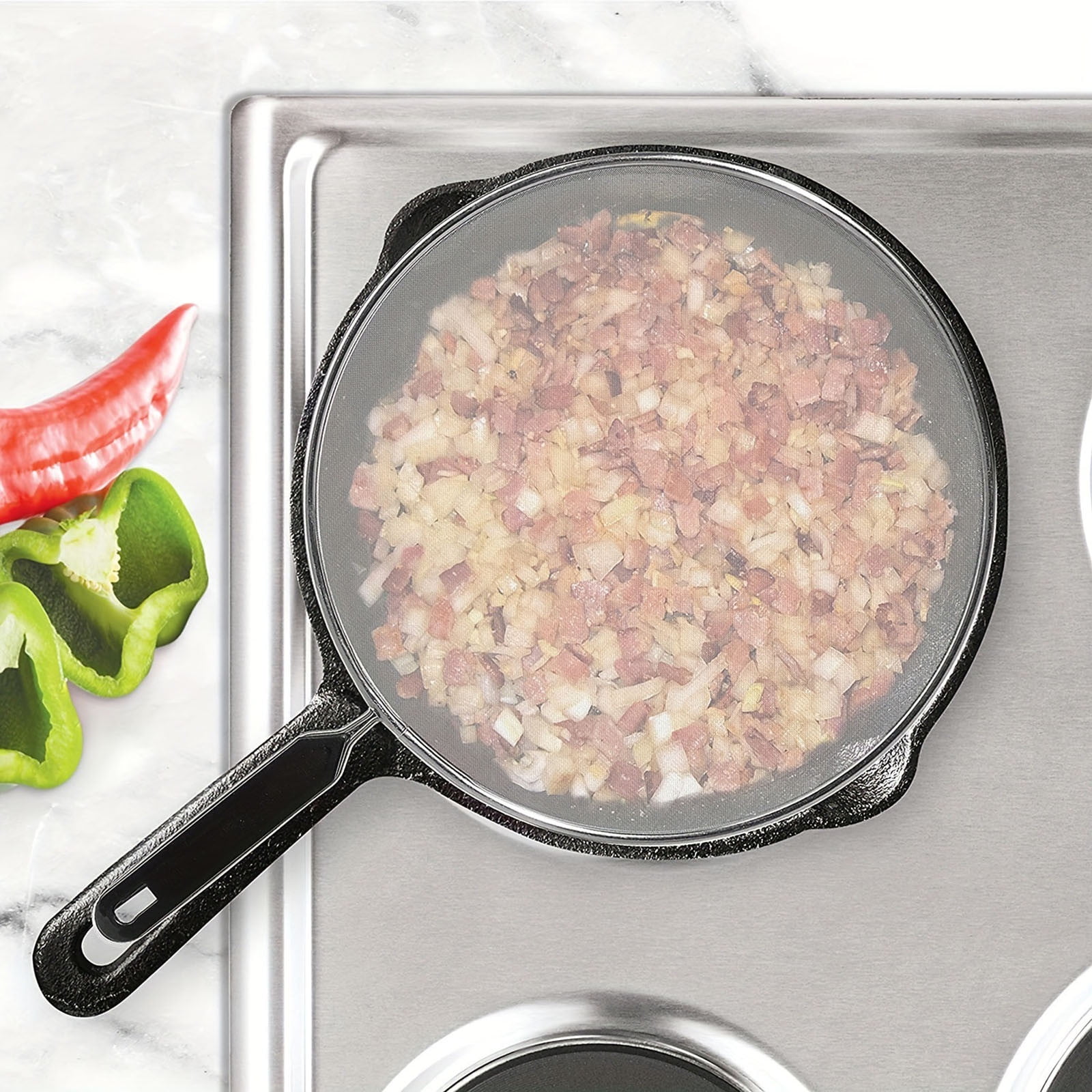 25cm Frying Pan Splash Net - Splatter Screen Guard Grease Splatter ...