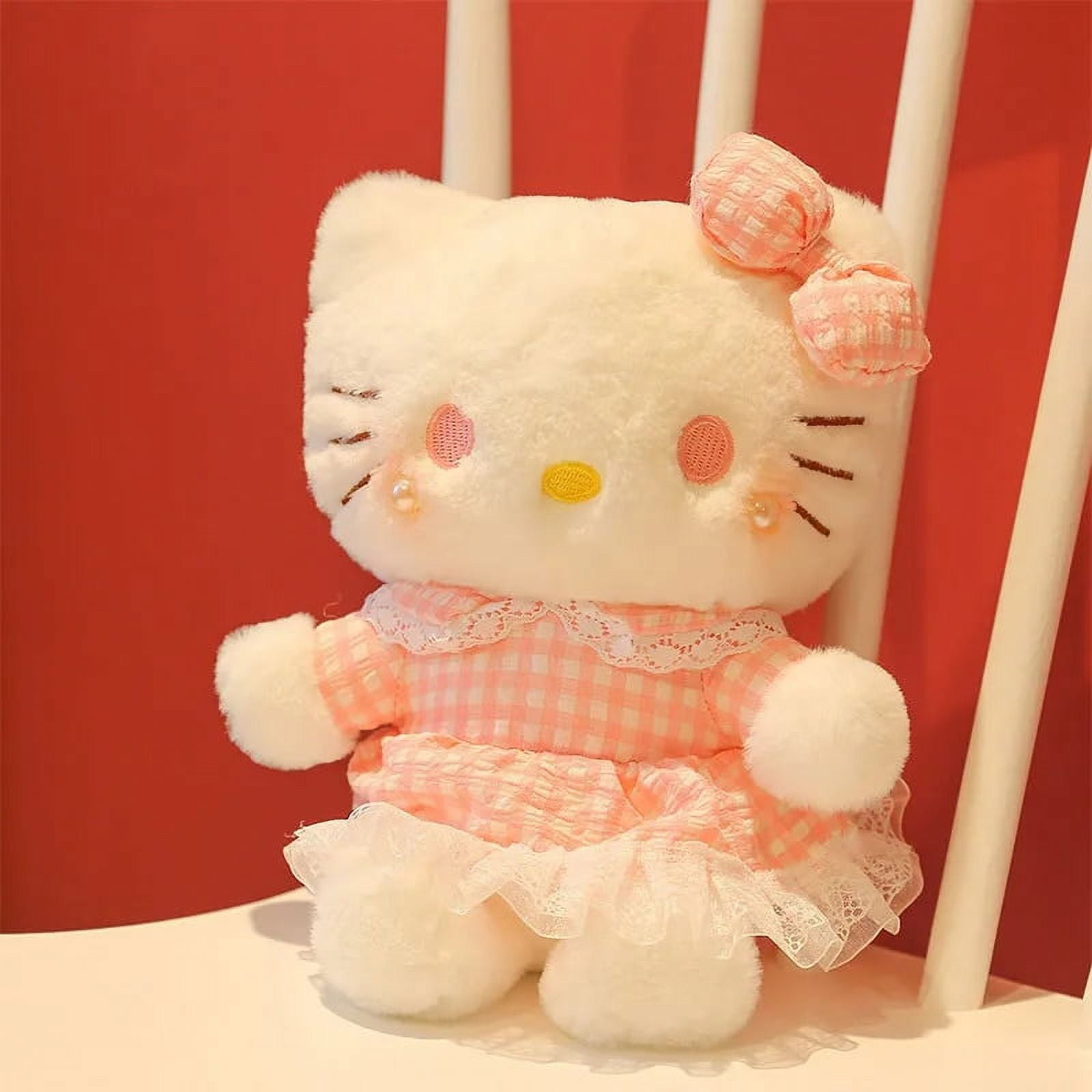 25cm Kawaii Christmas Hello Kitty Soft Toy Lace Skirt Cat Plush Light ...