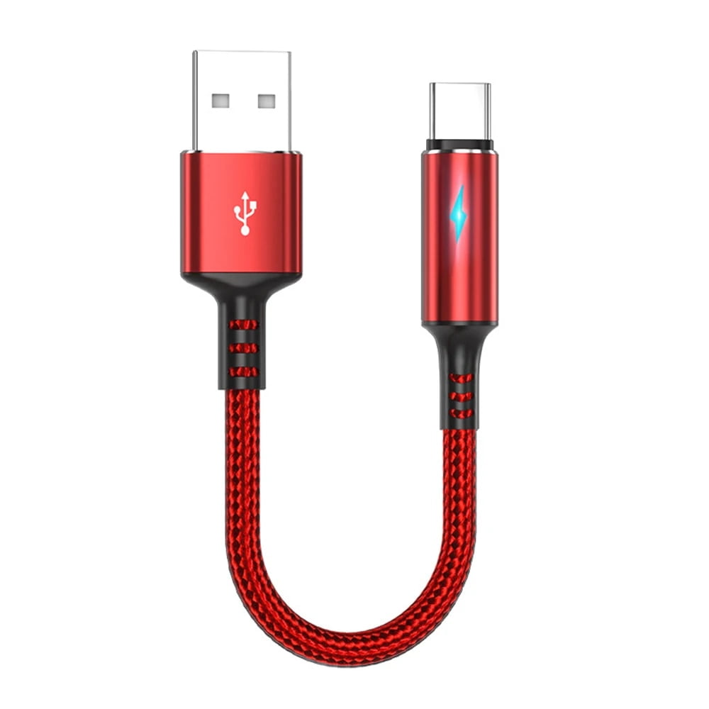 25cm Short Nylon Charger Data Cable Micro USB Type C Cables For iOS ...