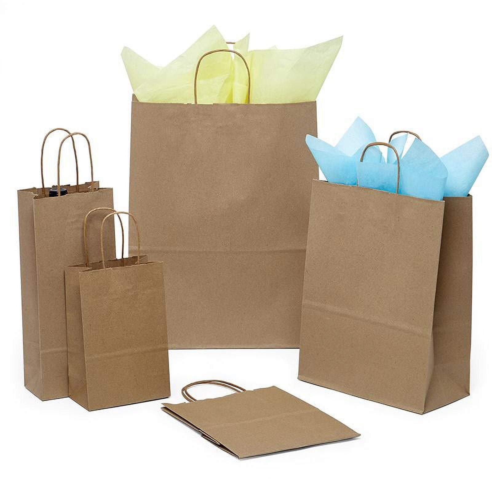 25ea - 8 X 4-3/4 X 10-1/4 Recycled Kraft Shopping Bag-Pk Gusset - 4 3/4'' by Paper Mart ...