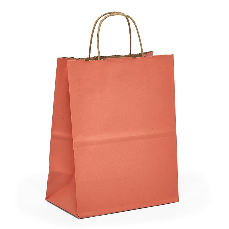 25ea - 8 X 5 X 10-1/4 Coral Tint Kraft Shopping Bags - Pkg Gusset - 5'' by Paper Mart - Walmart.com