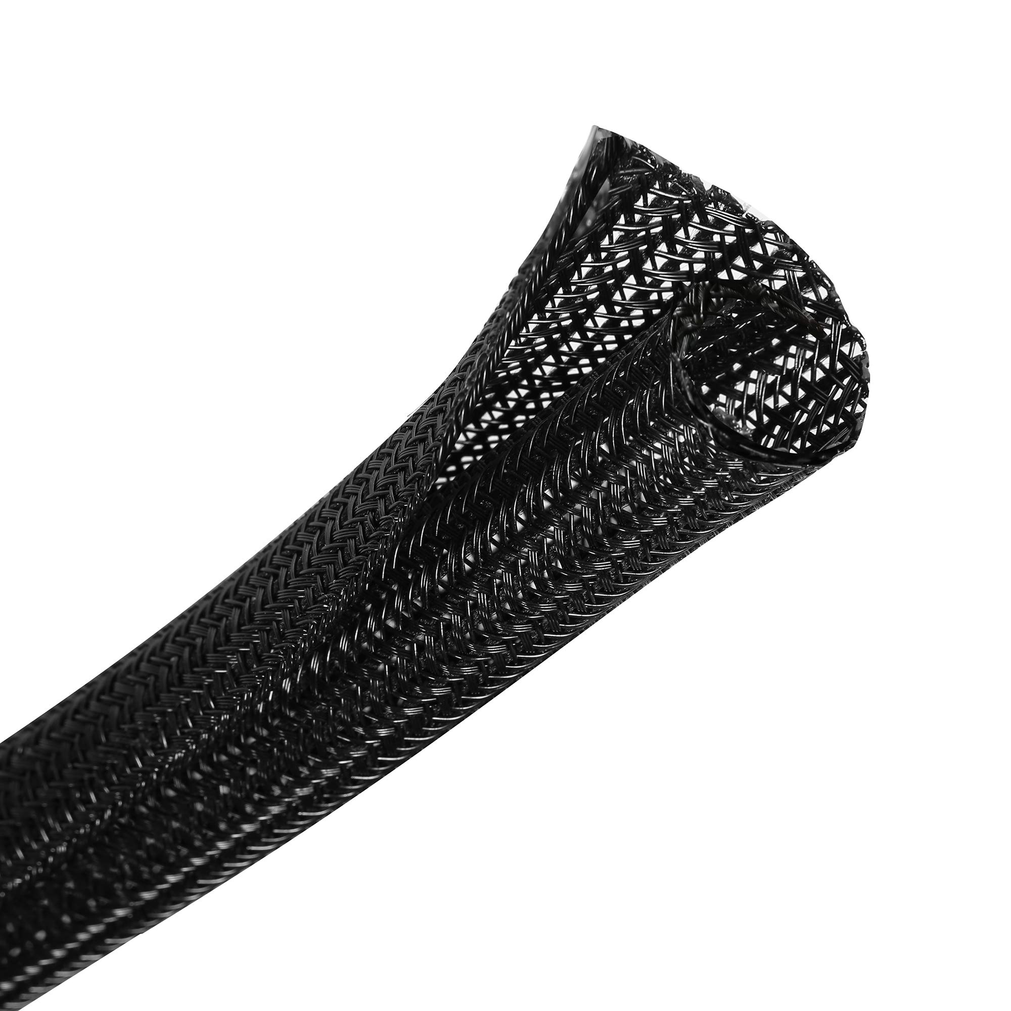 25ft - 1/2 inch Braided Cable Management Sleeve Cord Protector - Self ...