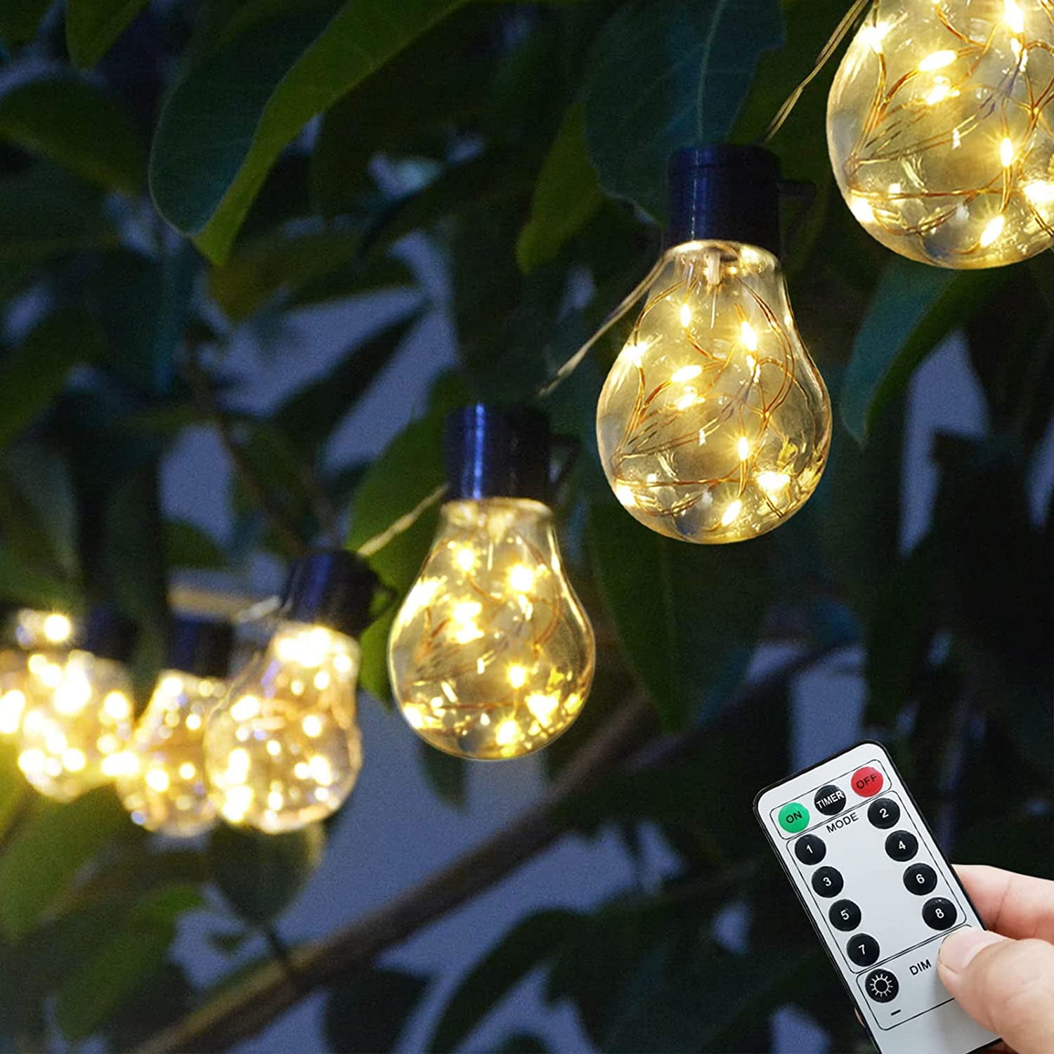 25ft Battery Operated 15 Hanging Bulb 100 LED String Lights, Vintage ...