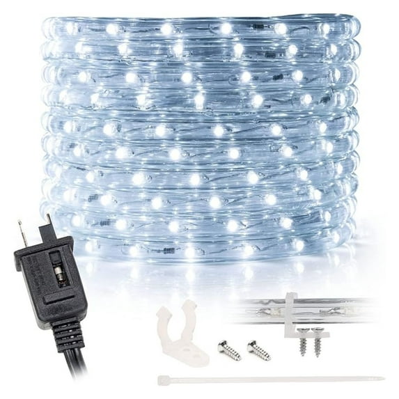 25ft Cool White LED Rope Light, 288 LEDs Outdoor Waterproof ...