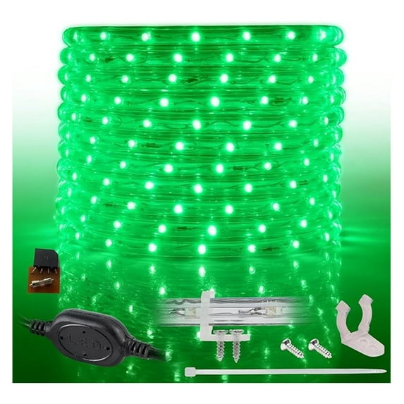 25ft LED Rope Light, 288 LEDs Green Outdoor Lights Connectable, ETL ...
