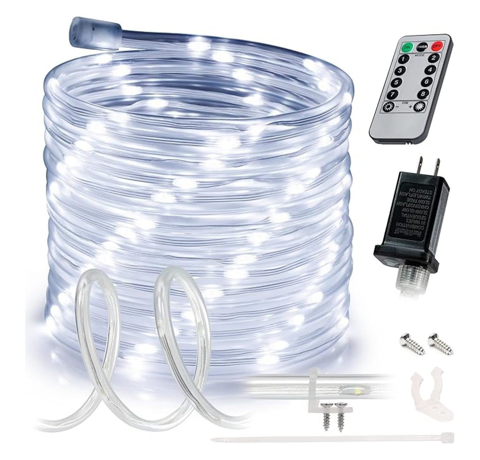 25ft LED Rope Light, Cool White Outdoor Lights with 8 Modes - Walmart.com