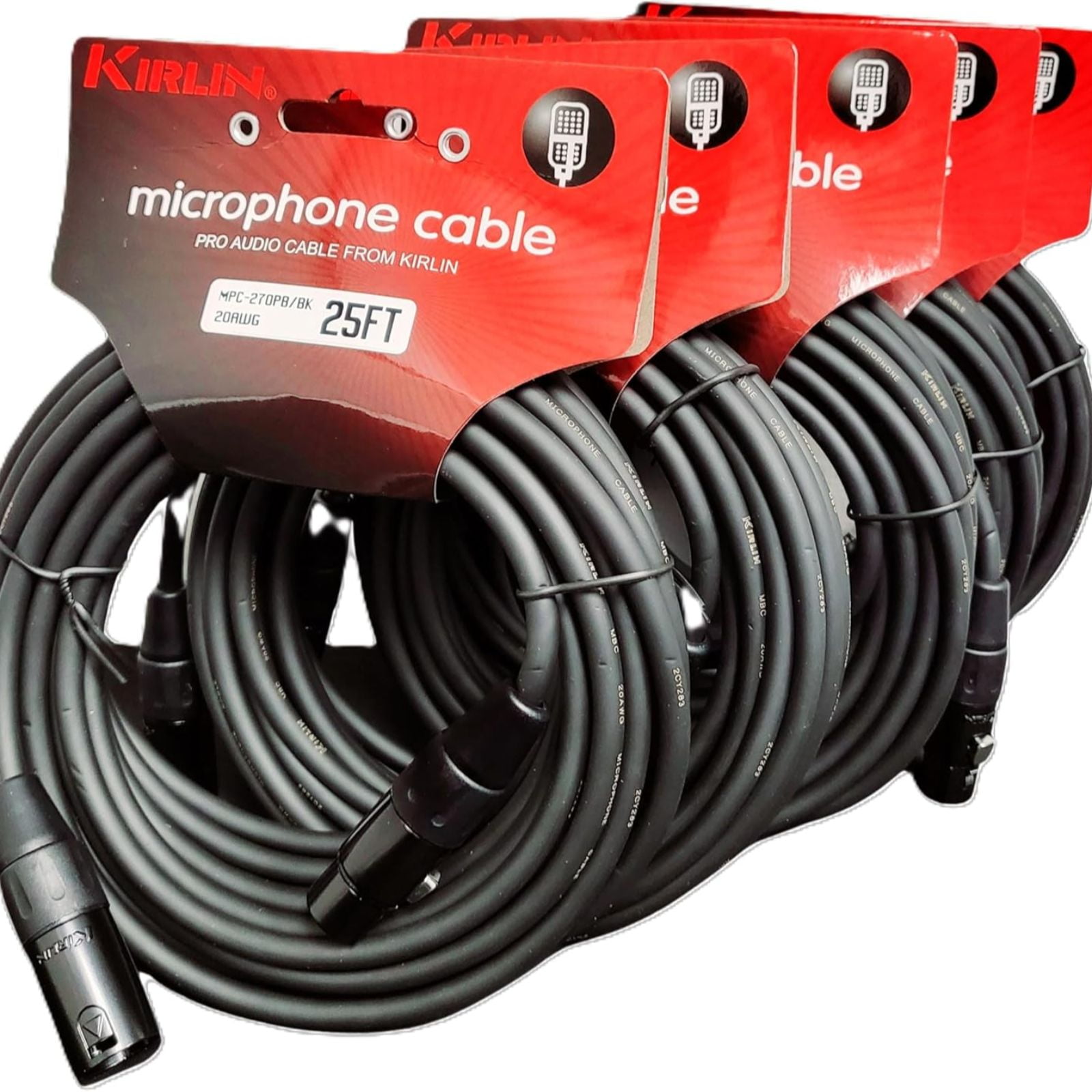 25ft XLR Microphone Pro Cable 5 Pack of 25' Audio Cable - Walmart.com