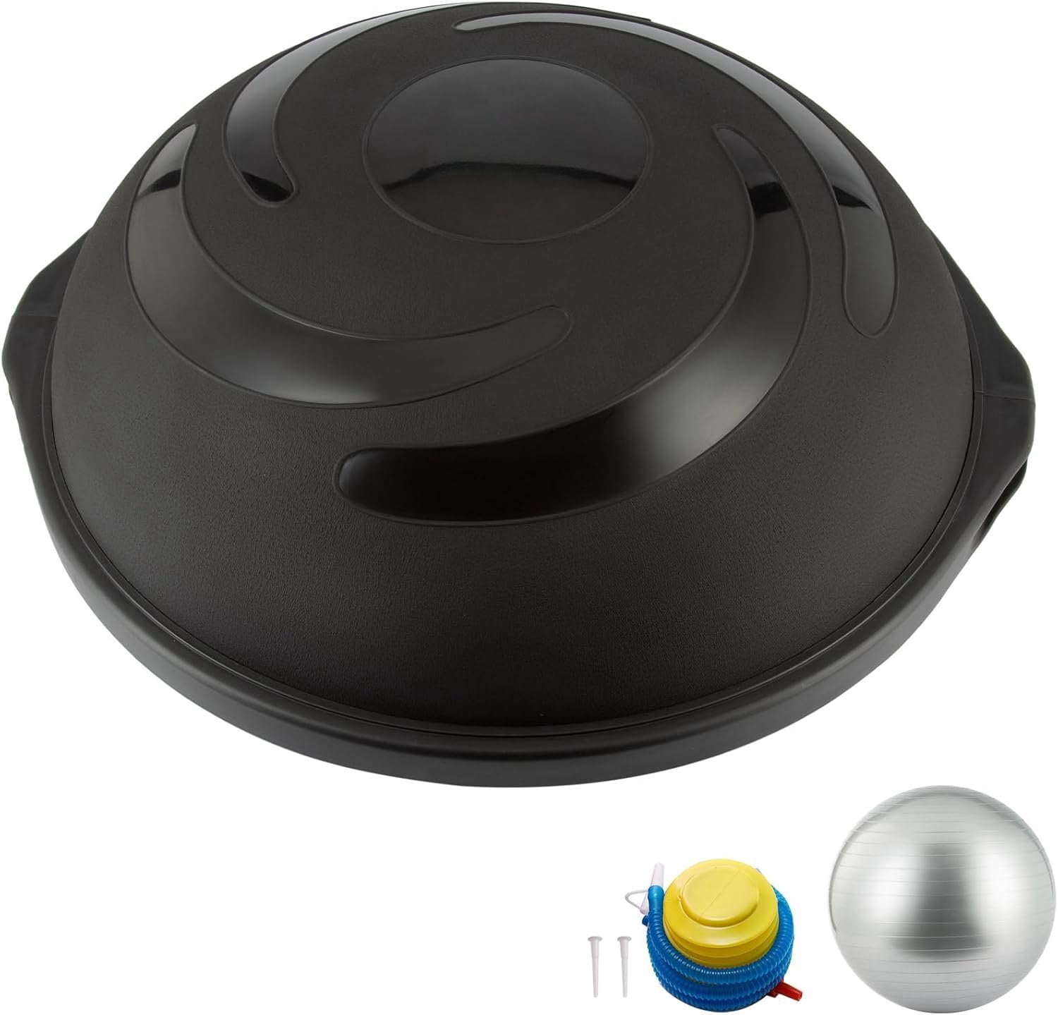 25in. Ball | 660lb Inflatable Half Exercise Ball Wobble Board Trainer w ...