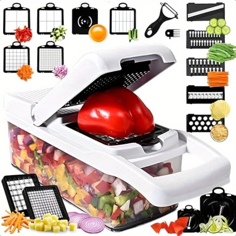 25in1 Vegetable Chopper with 13 Blades Mandoline Slicer Food Chopper w ...