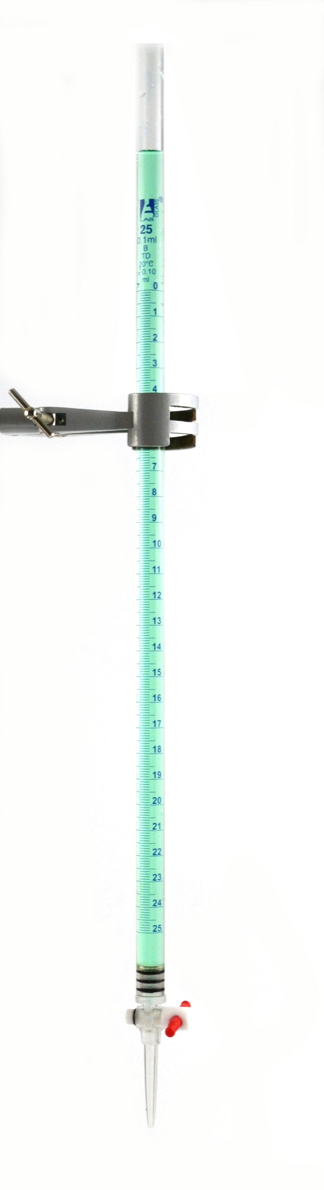 25mL Acrylic Burette - Class B - 0.1mL Blue Graduations - With PTFE Key ...