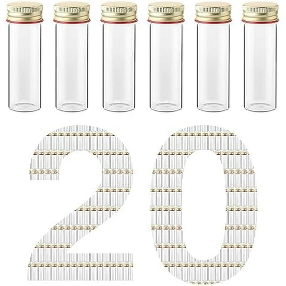 25ml Clear Glass Vials With Plastic Stoppers, 20 Pack With Caps, Leak ...