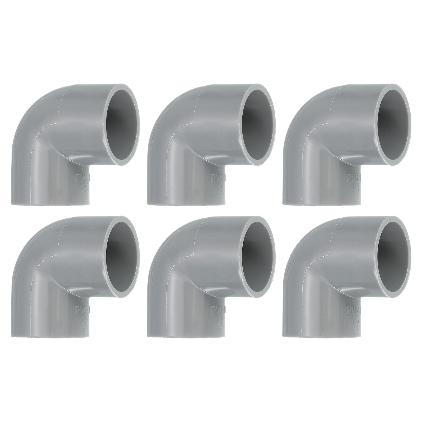 25mm 90 Degree Elbow, 6 Pcs PVC Pipe Fittings Connectors, Grey ...