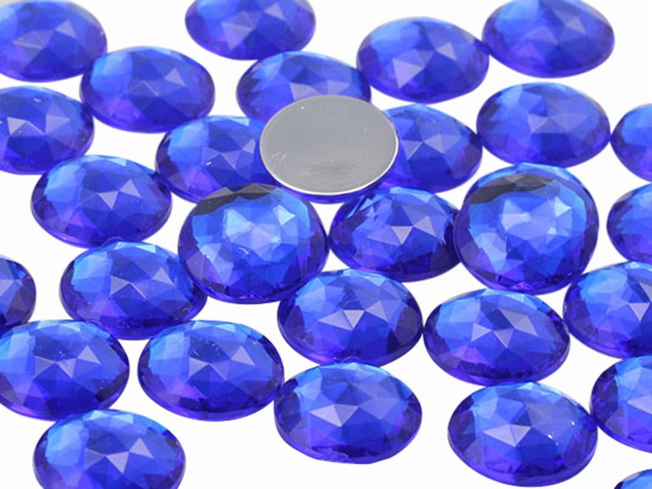 25mm Blue Sapphire A09 Flat Back Round Acrylic Rhinestones Plastic ...