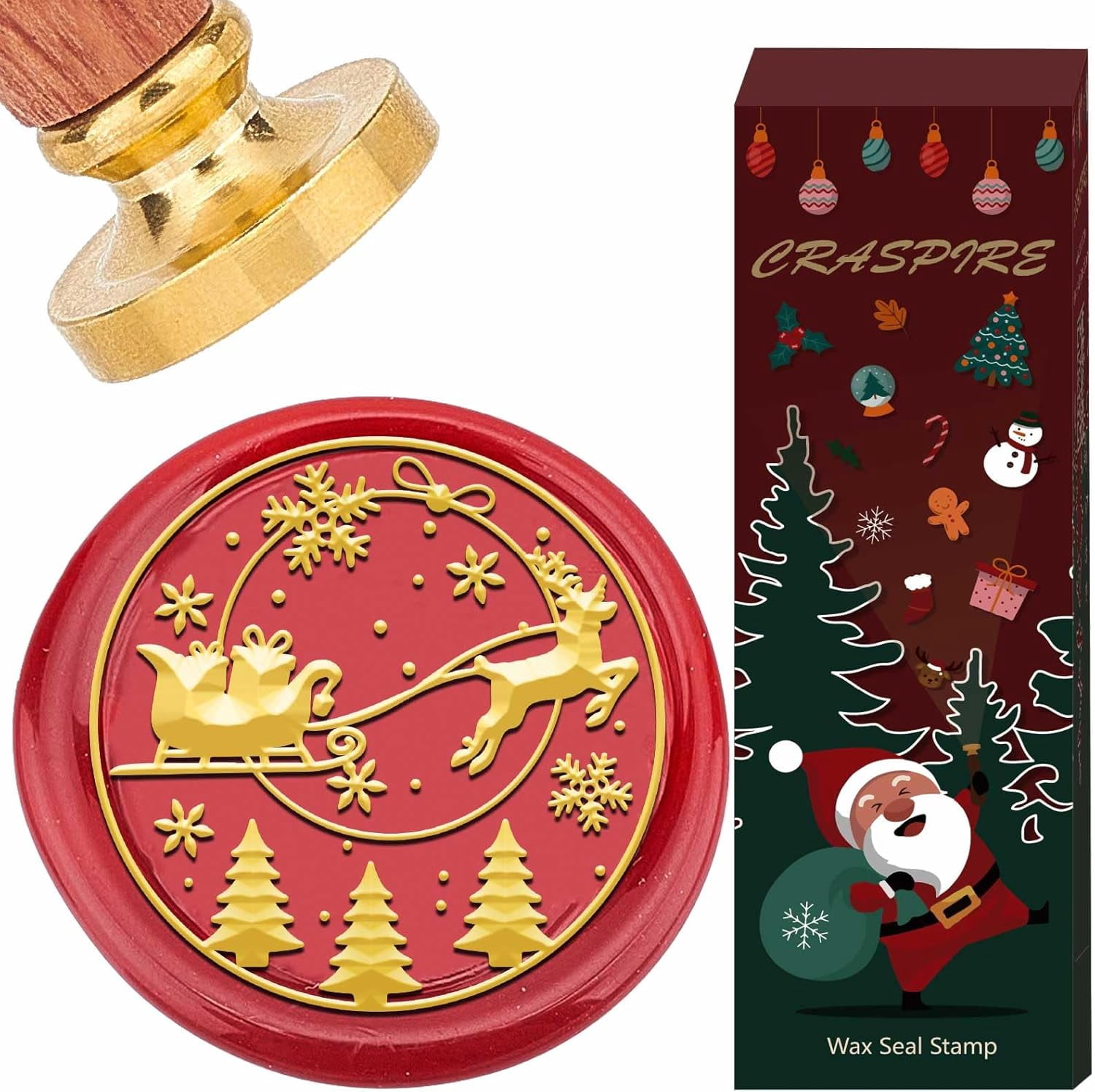 25mm Christmas Wax Seal Stamp Detachable Brass Head Xmas Tree Santa ...