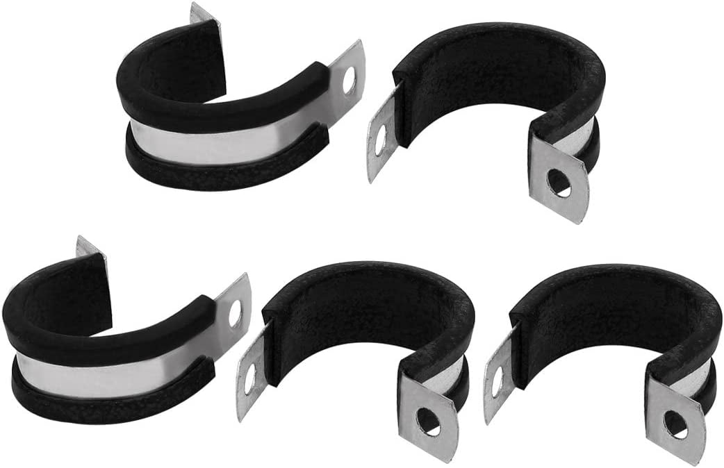 25mm Dia EPDM Rubber Lined P Clips Cable Hose Pipe Clamps Holder 5pcs ...