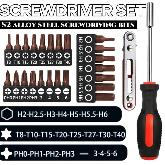 25mm Magnetic Screwdriver Bits Set, S2 Steel Torx Hex and Phillips Bit ...