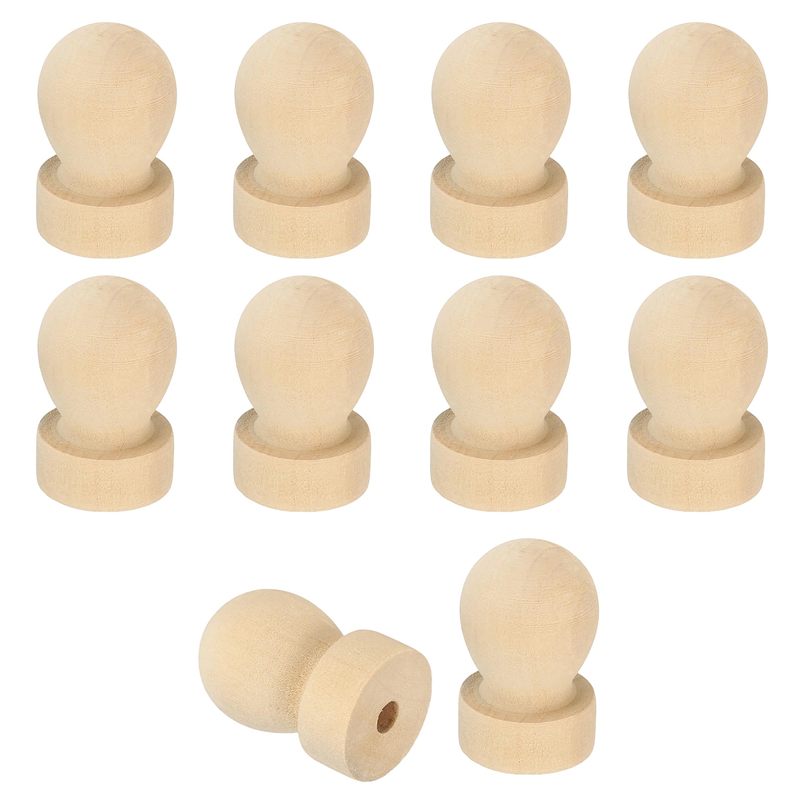 25mm Stamp Wood Round Handle, 10Pcs Wooden Knobs Stamp Mounts Drawer ...