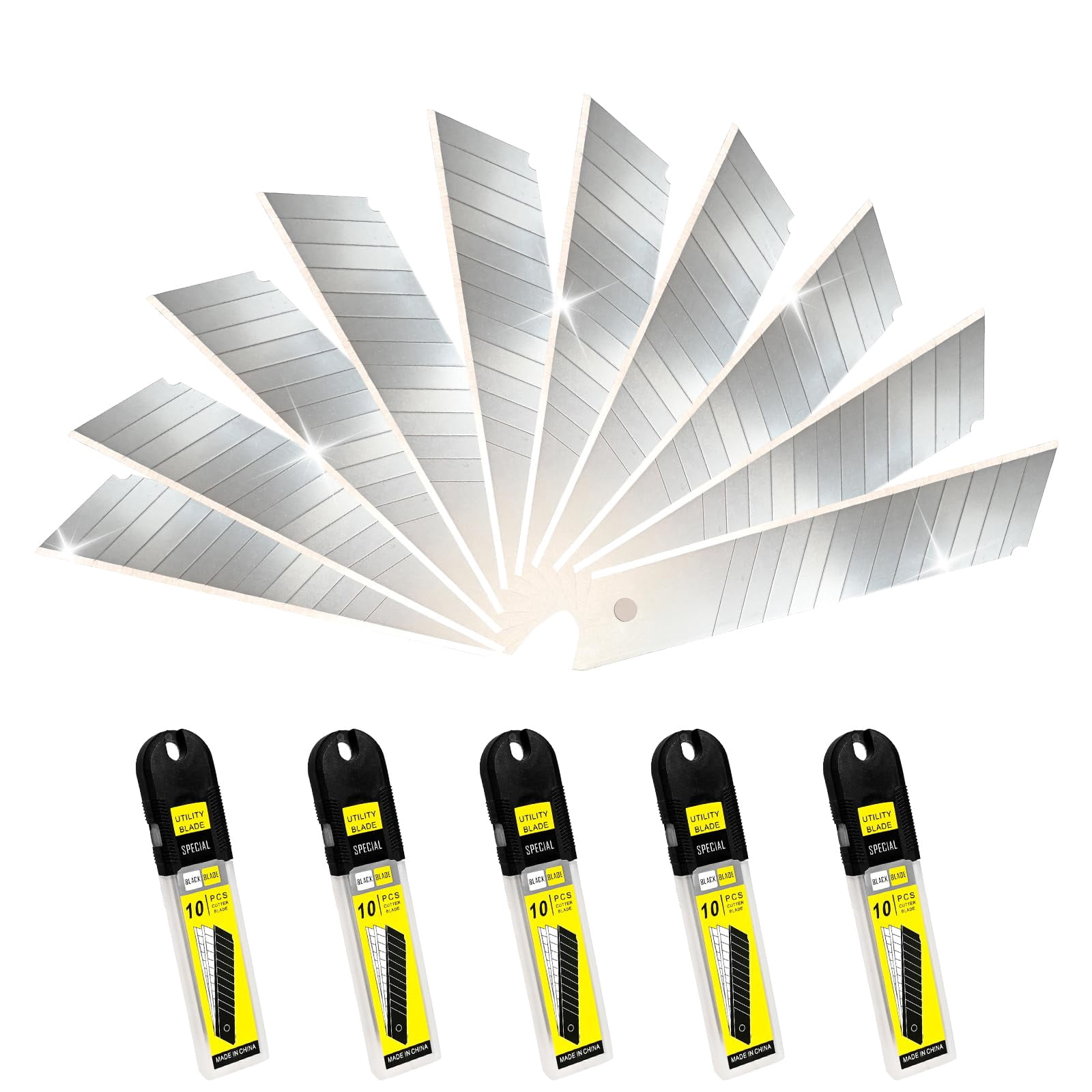 25mm Utility Knife Blades, SK5 Steel Snap Off Blades with 13 Segments ...