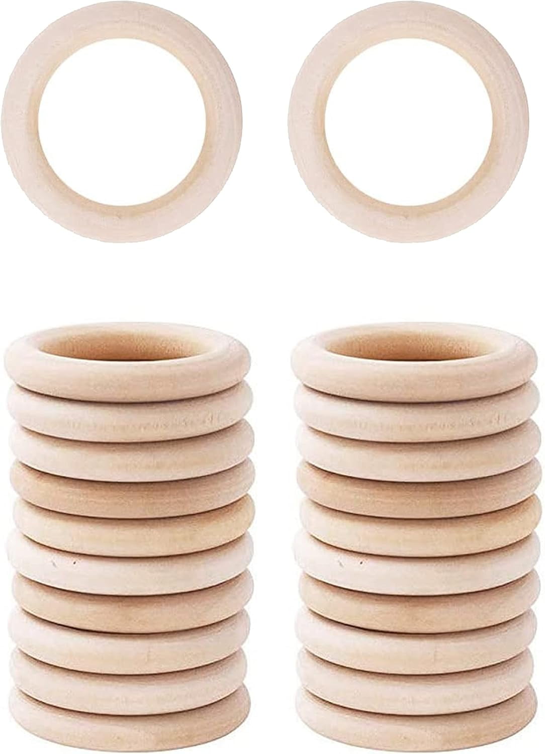 25mm Wooden Rings Macrame Supplies - 100 Unfinished DIY Natural Wood ...