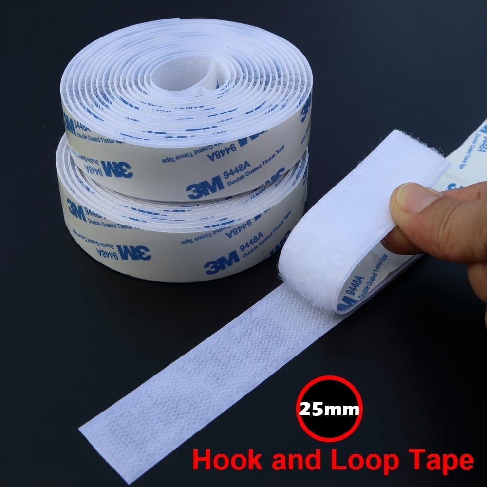 25mm x 3M White Sticky Back Hook and Loop Tape – Strong, Removable ...