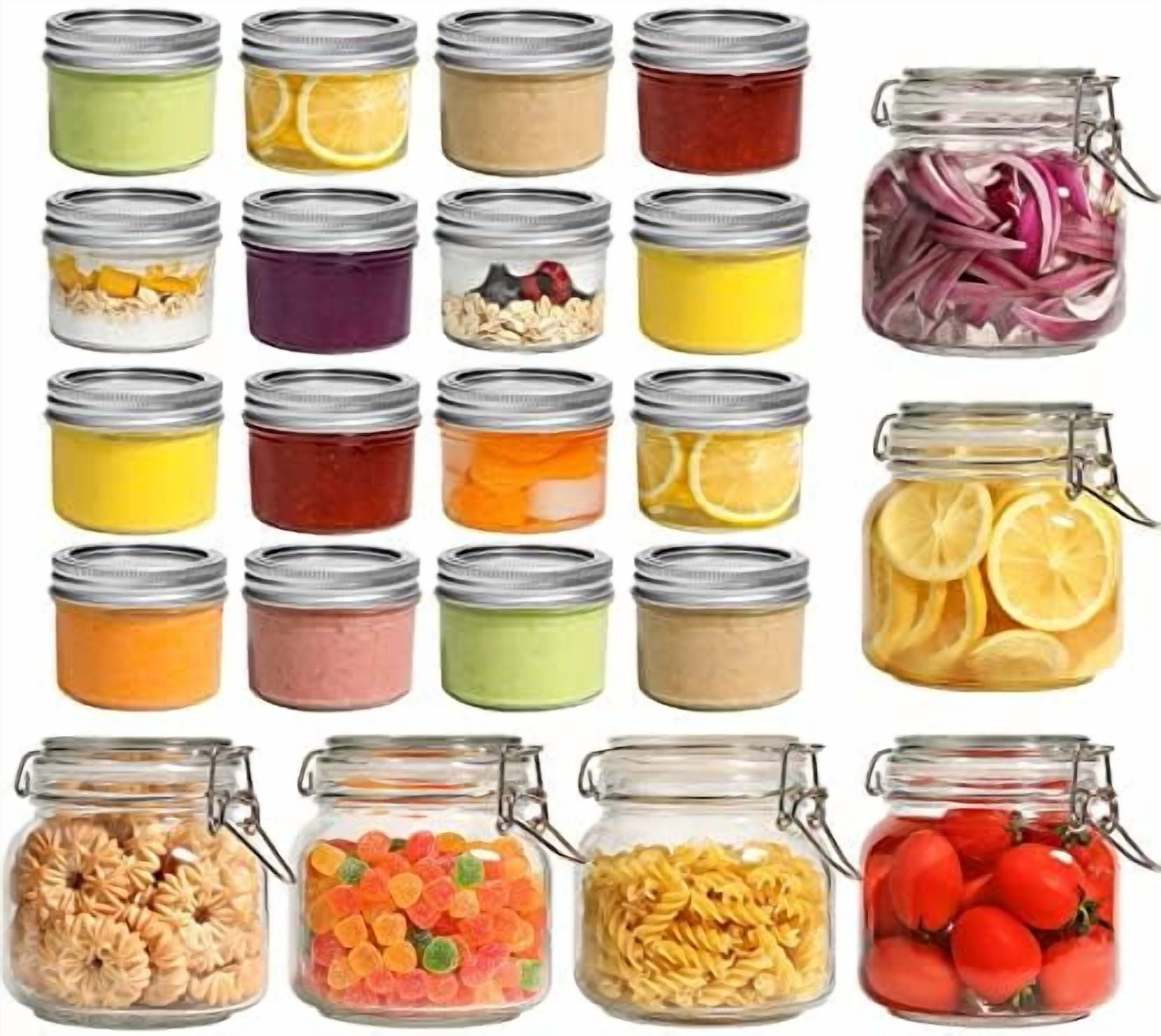 25oz Airtight Glass Canisters with Lids Set of 6 with Mini Mason Jars ...