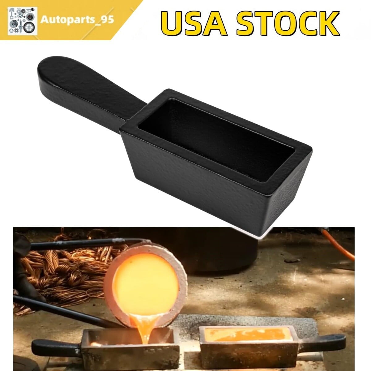 25oz Cast Iron Loaf Bar Ingot Mold for Melting Gold Silver Copper ...