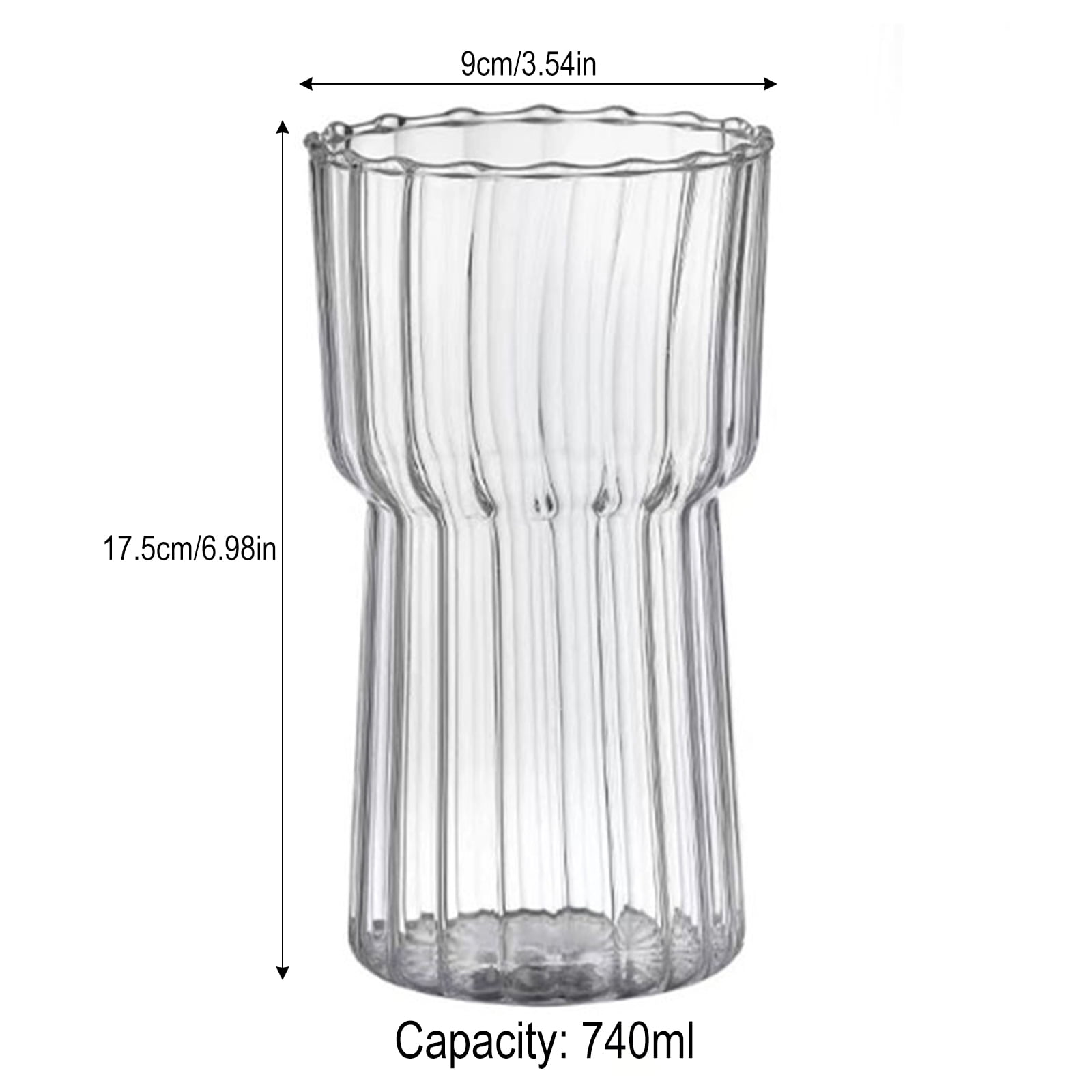 25oz Drinking Glass,Ripple Glassware Cup,Wave Shape Wide Mouth Design ...