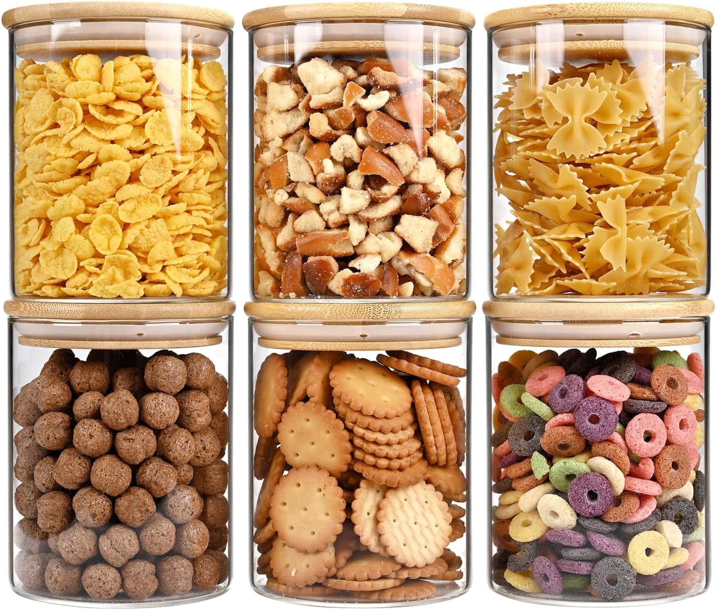 25oz Glass Food Storage Jars, Glass Jars with Bamboo Lids, Kitchen ...