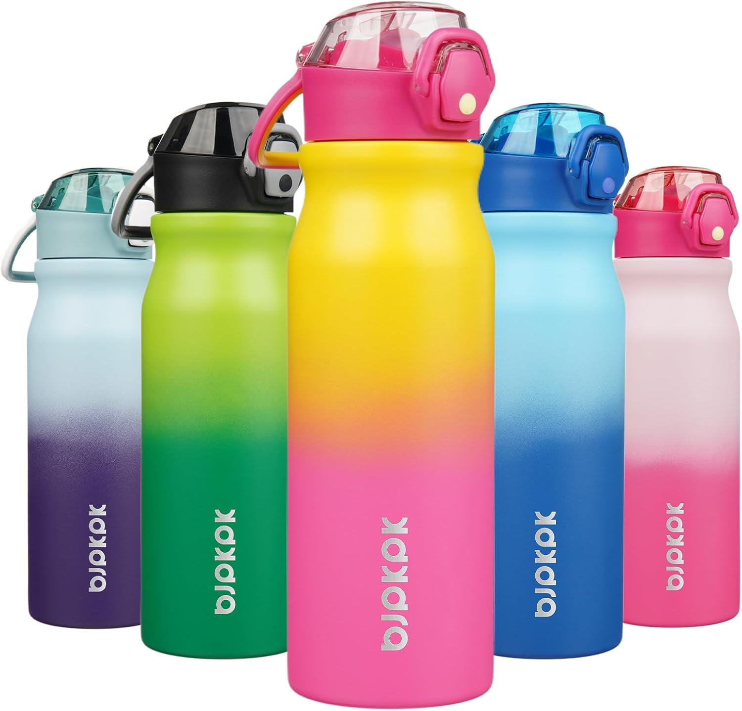 25oz Insulated Water Bottle With Straw Stainless Steel Double Wall Water Bottles BPA Free Leak ...