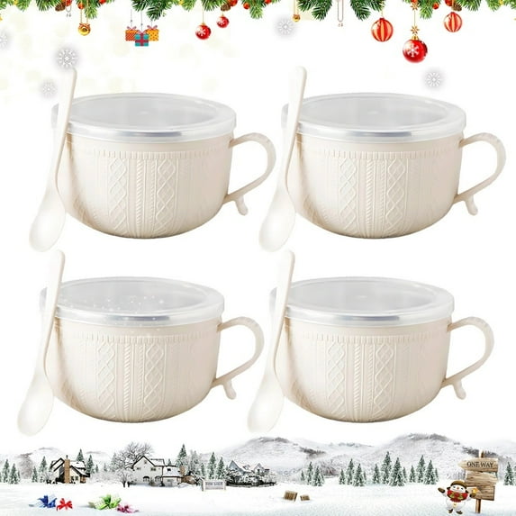 25oz Mug Meals with Lid, Stainless steel Soup Cup with Handles and Snap ...