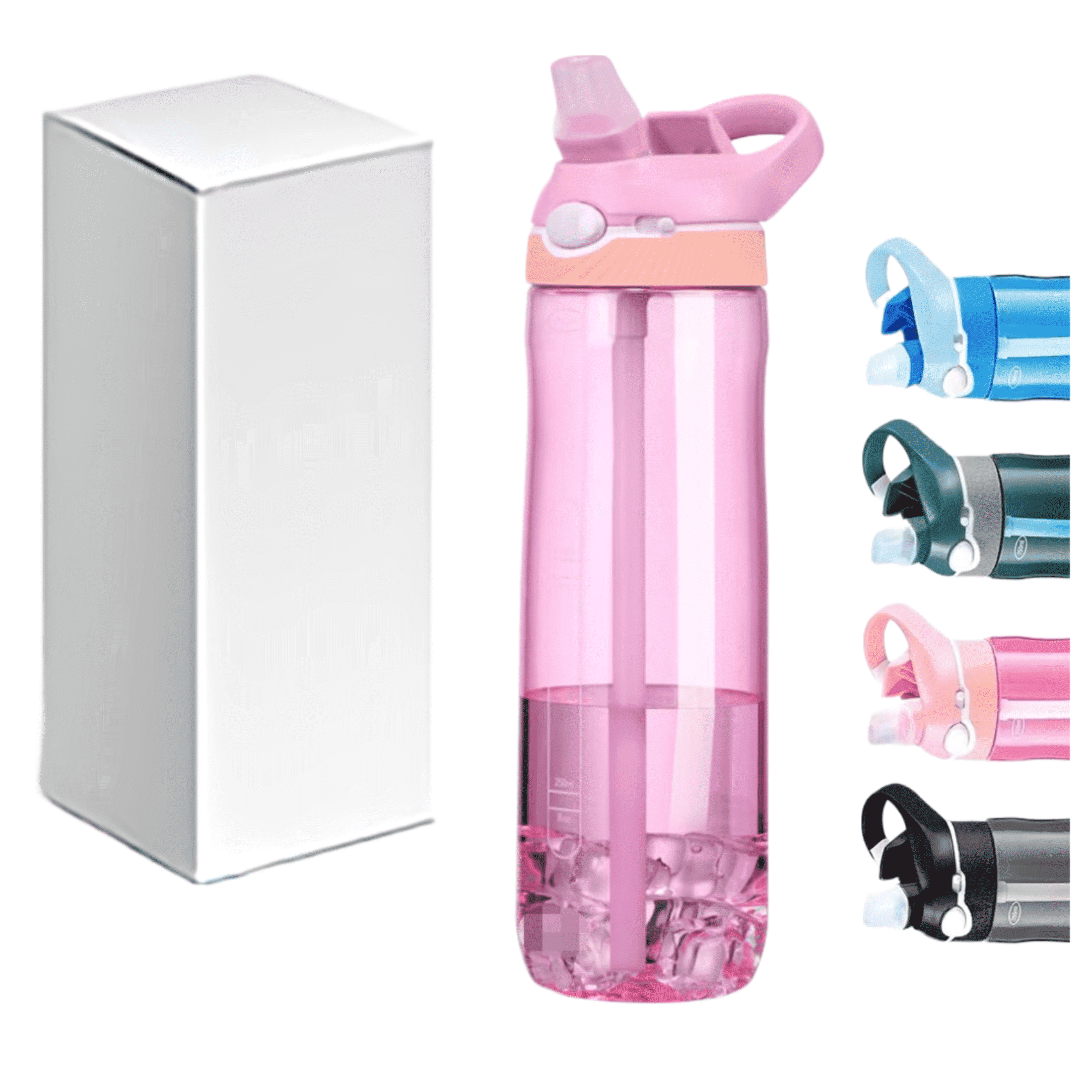 TCKJ Sports Water Bottle, Tritan with Clip Handle, Locking Lid and Straw,Travel Plastic Bottle ...