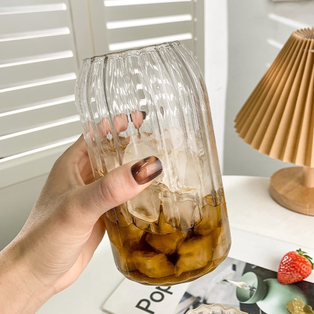 25oz Ribbed Glass Cups, Vintage Drinking Glassware, Ripple Cocktail ...